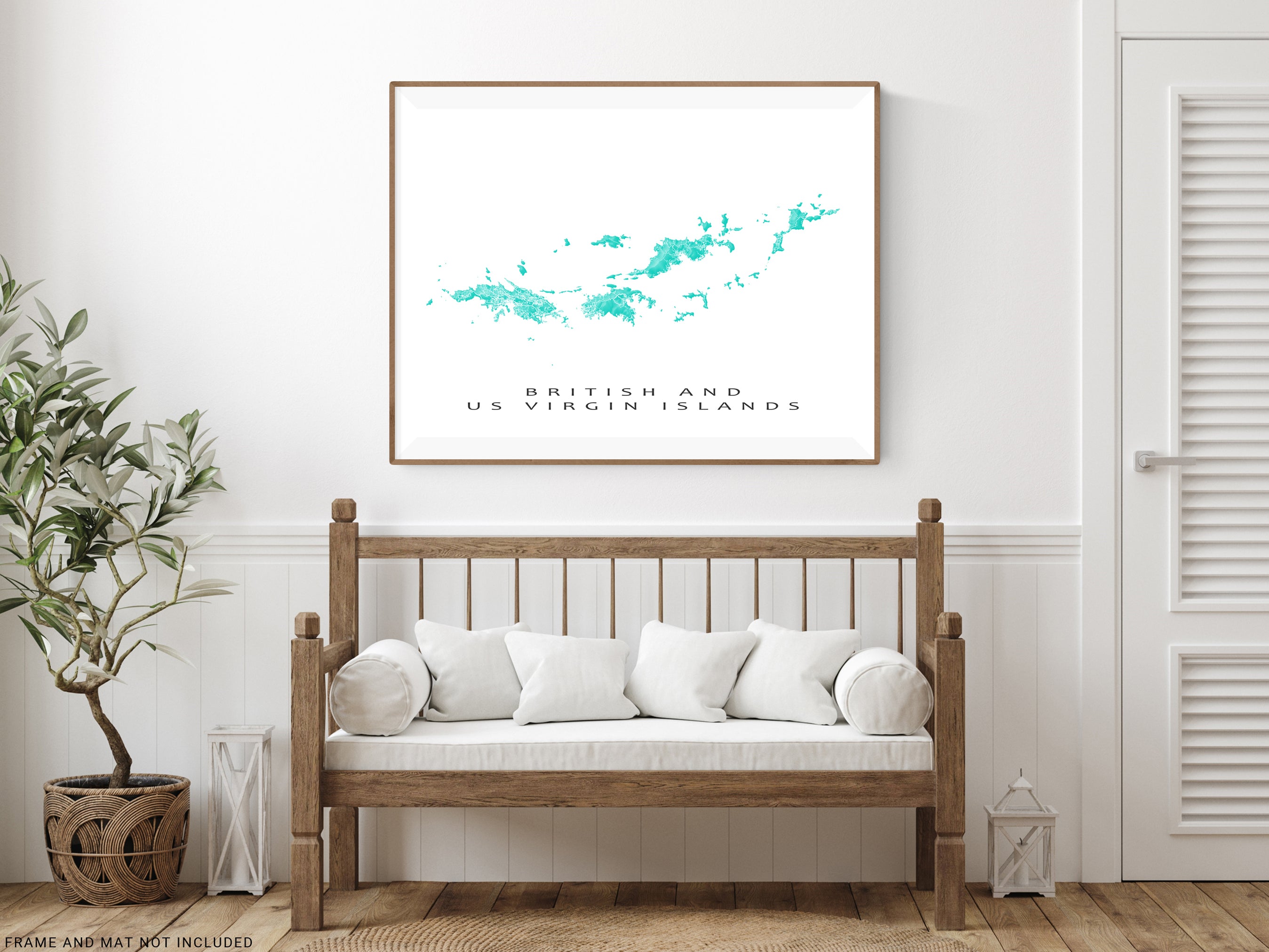 US Virgin Islands and British Virgin Islands Map Wall Art Print Poster ...