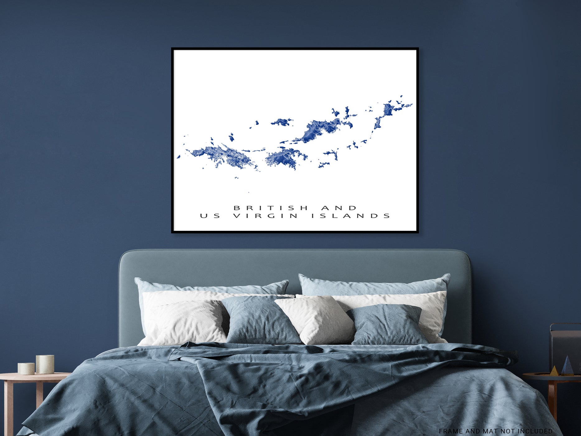US Virgin Islands and British Virgin Islands Map Wall Art Print Poster ...