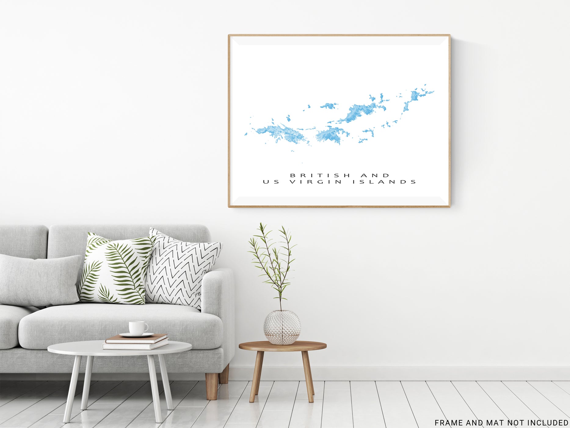 US Virgin Islands and British Virgin Islands Map Wall Art Print Poster ...