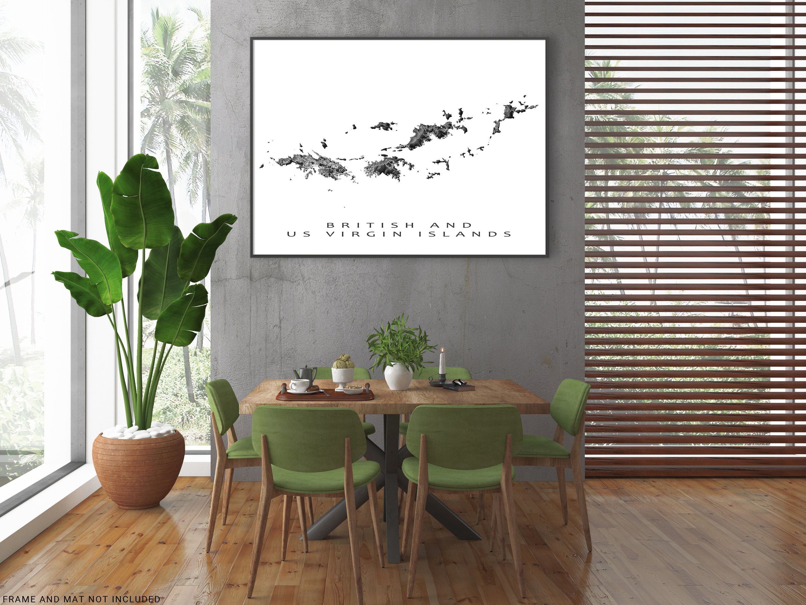 US Virgin Islands and British Virgin Islands Map Wall Art Print Poster ...