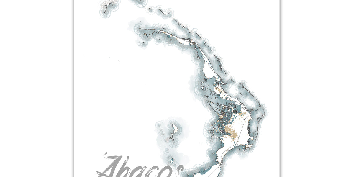 Abacos Map Wall Art Print Poster, Abaco Islands The Bahamas Caribbean ...