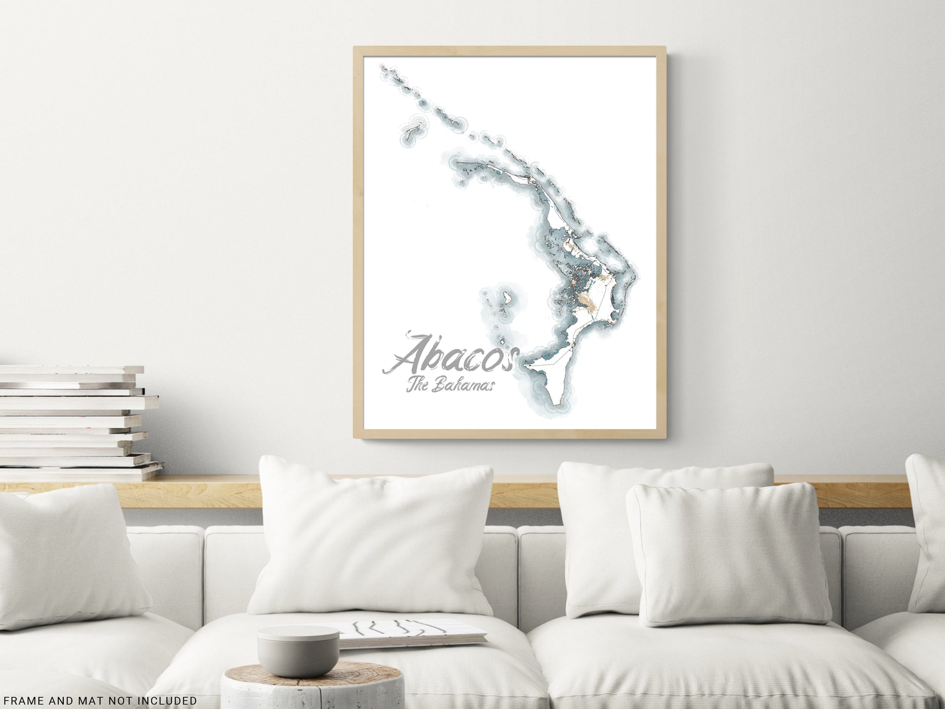 Abacos Map Wall Art Print Poster, Abaco Islands The Bahamas Caribbean ...