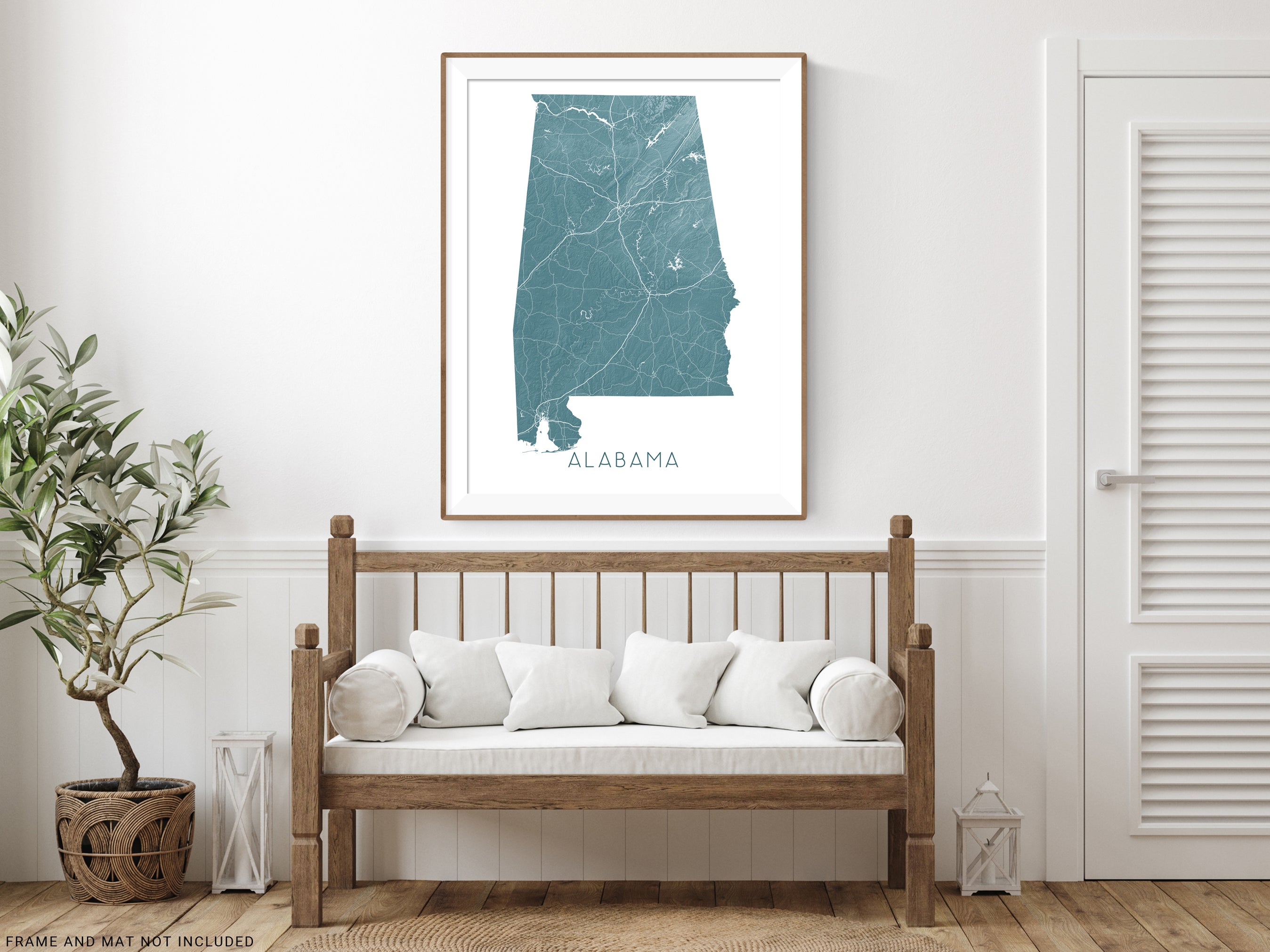 Alabama Map Print Poster - Topographic Map of Alabama State Wall Art R ...