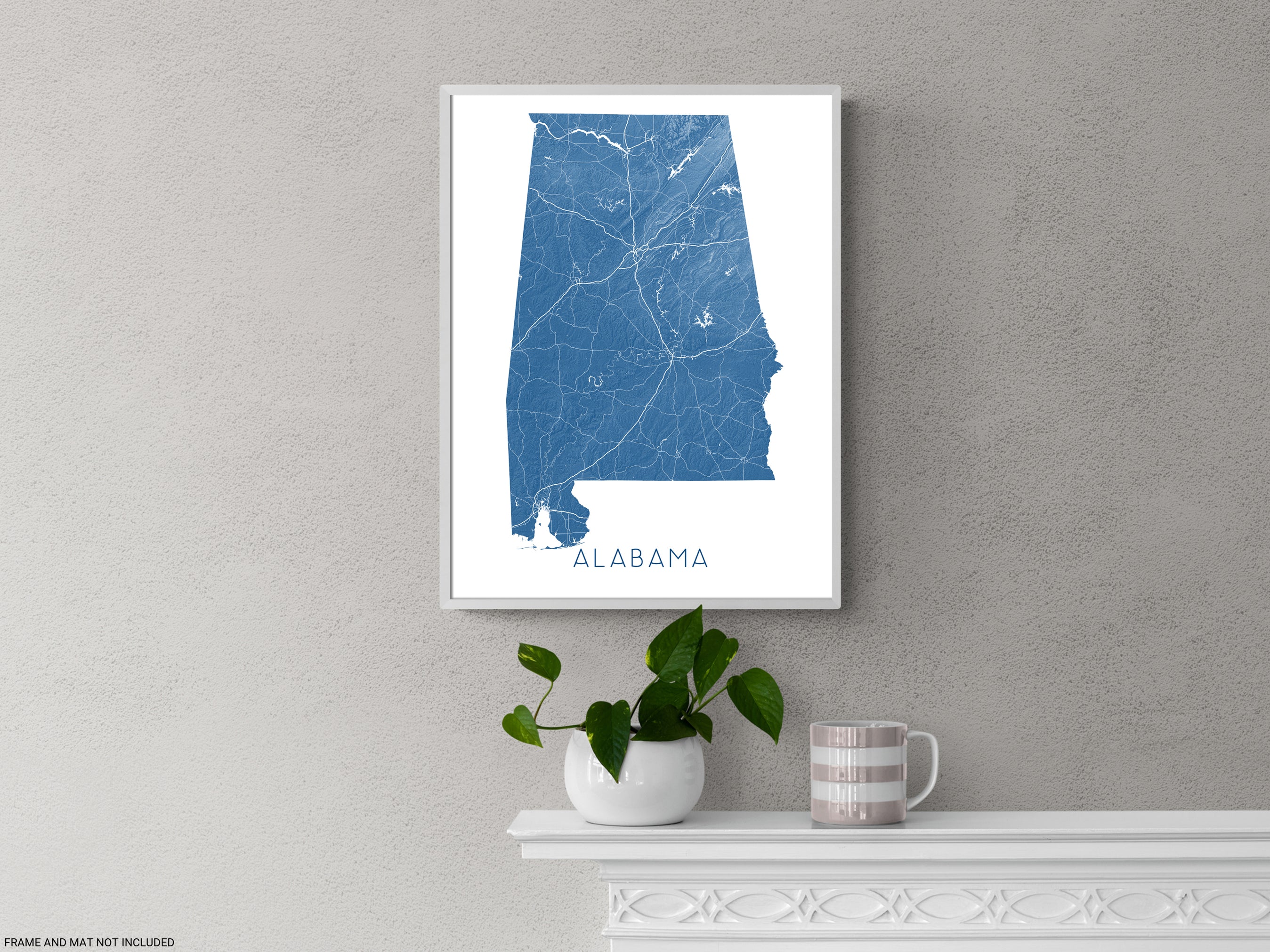 Alabama Map Print Poster - Topographic Map of Alabama State Wall Art R ...