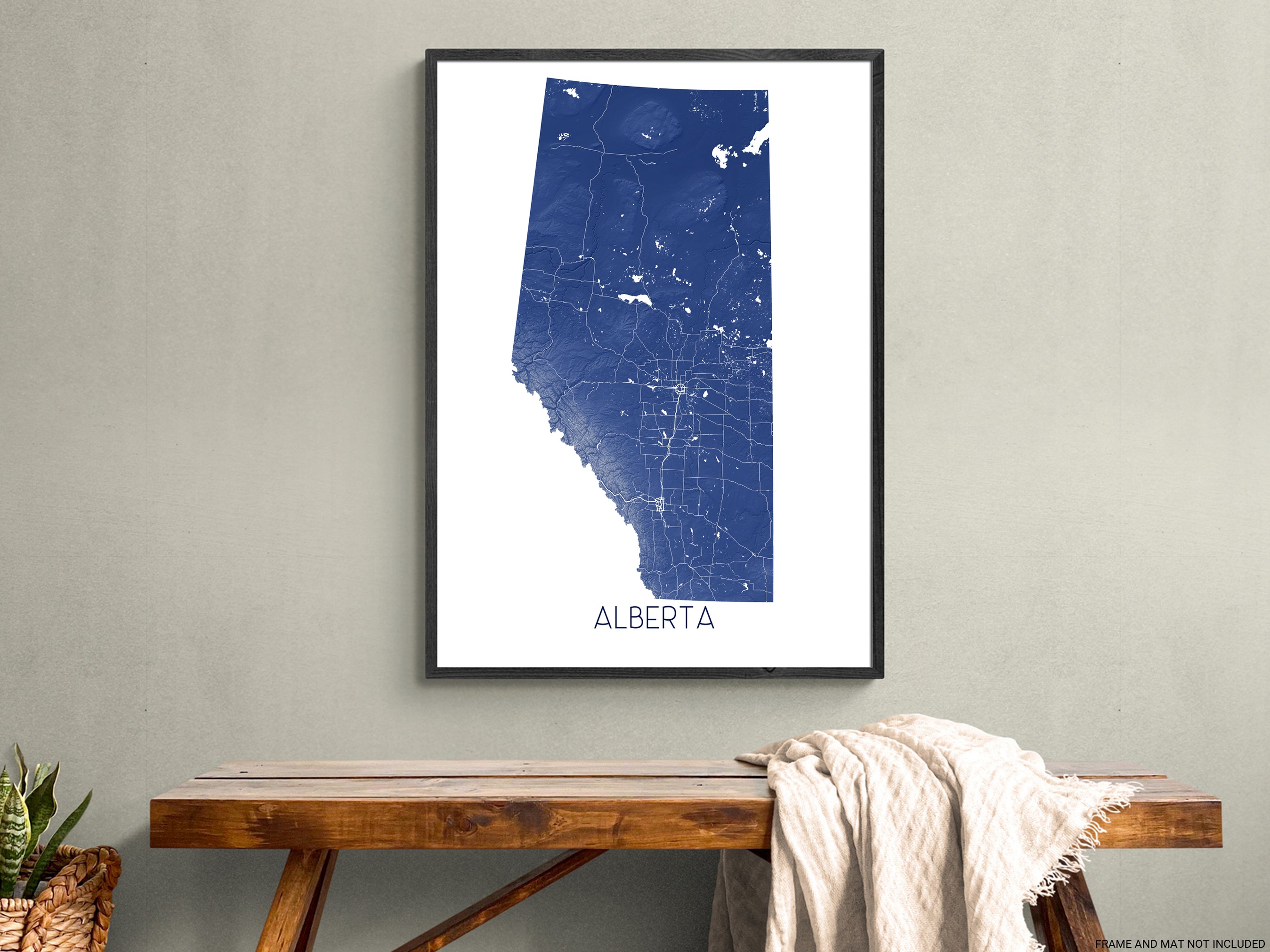 Alberta Map Wall Art Print Poster - Topographic Province Map of Albert ...