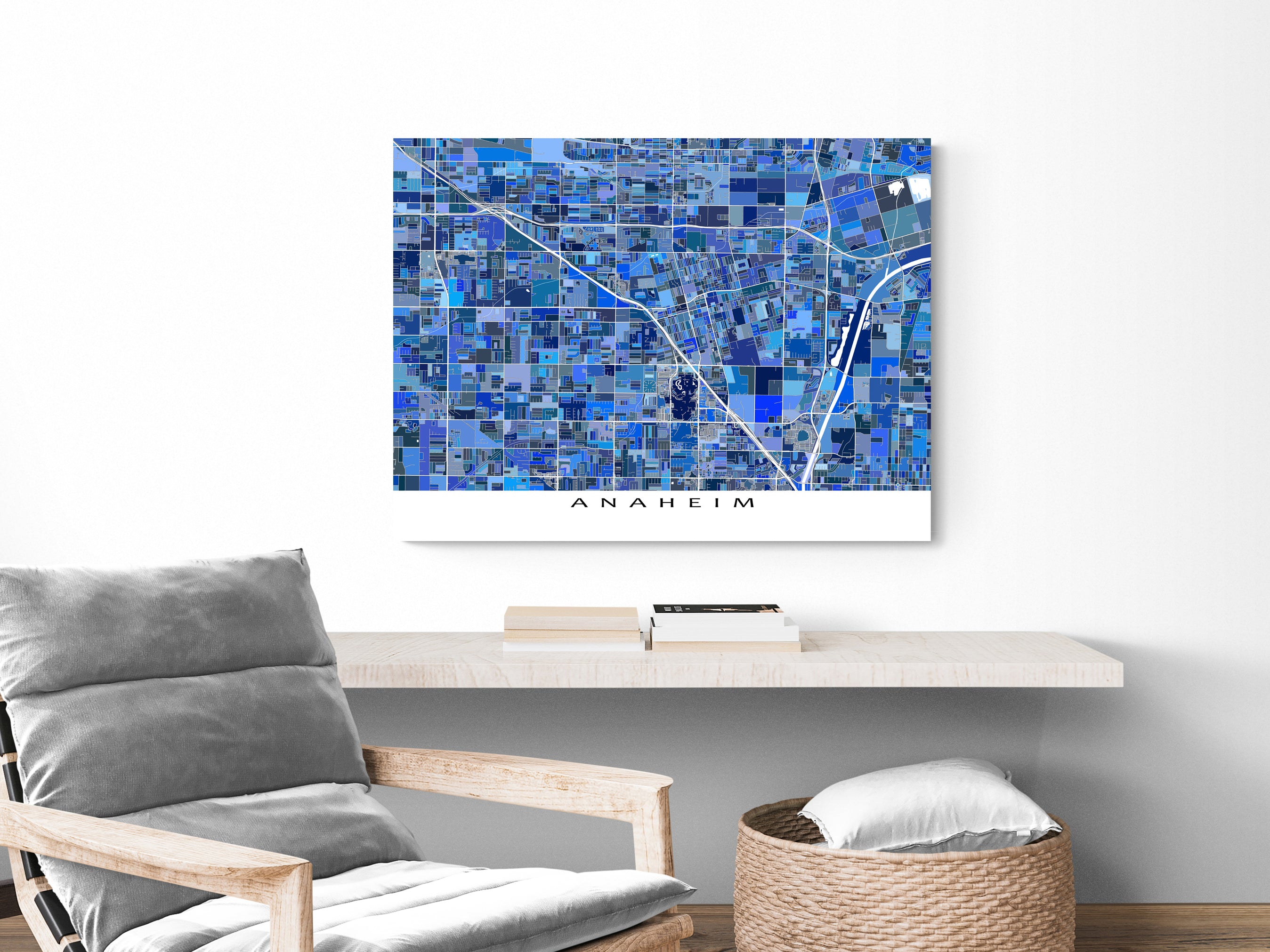 Anaheim Map Wall Art Poster Print, California, USA City Street Maps, B ...