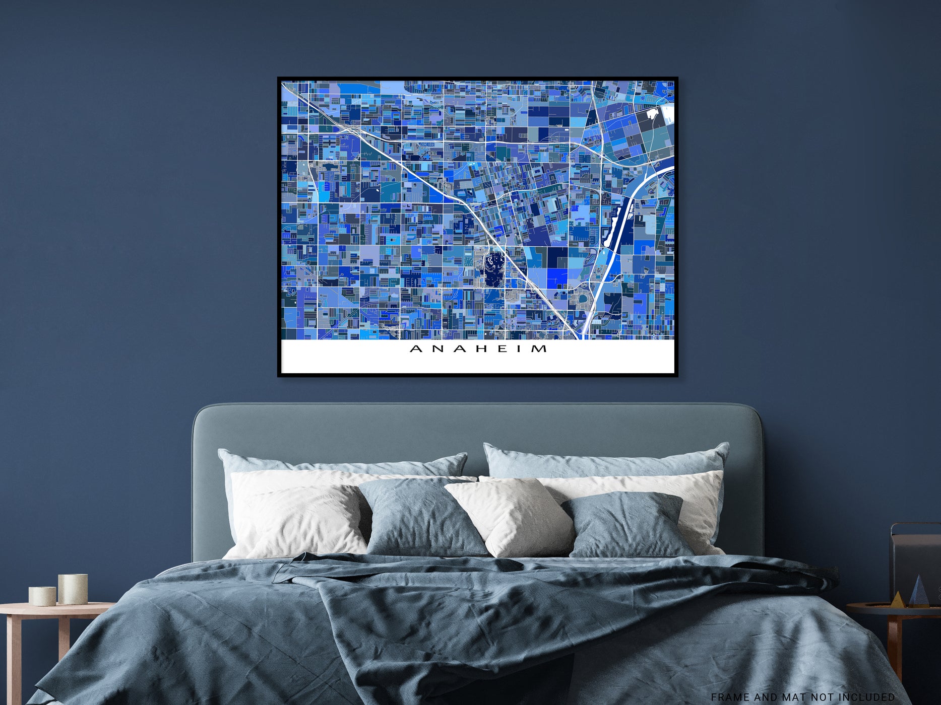 Anaheim Map Wall Art Poster Print, California, USA City Street Maps, B ...