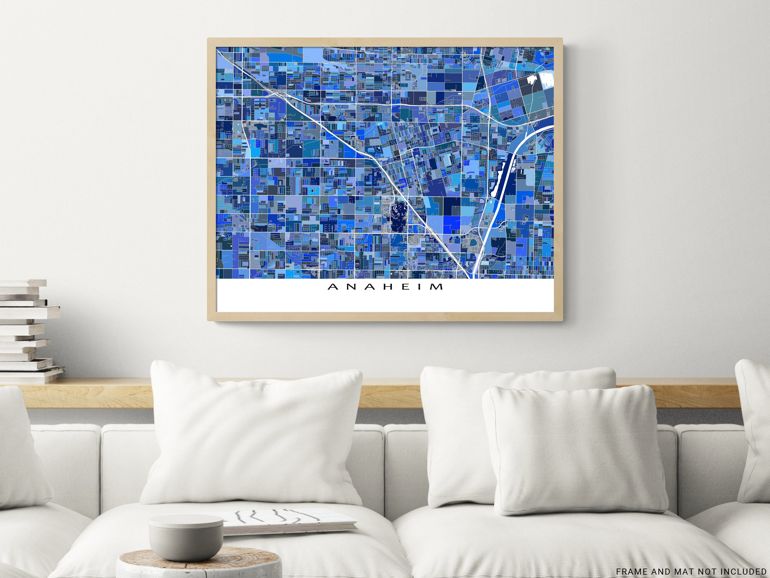 Anaheim Map Wall Art Poster Print, California, USA City Street Maps, B ...