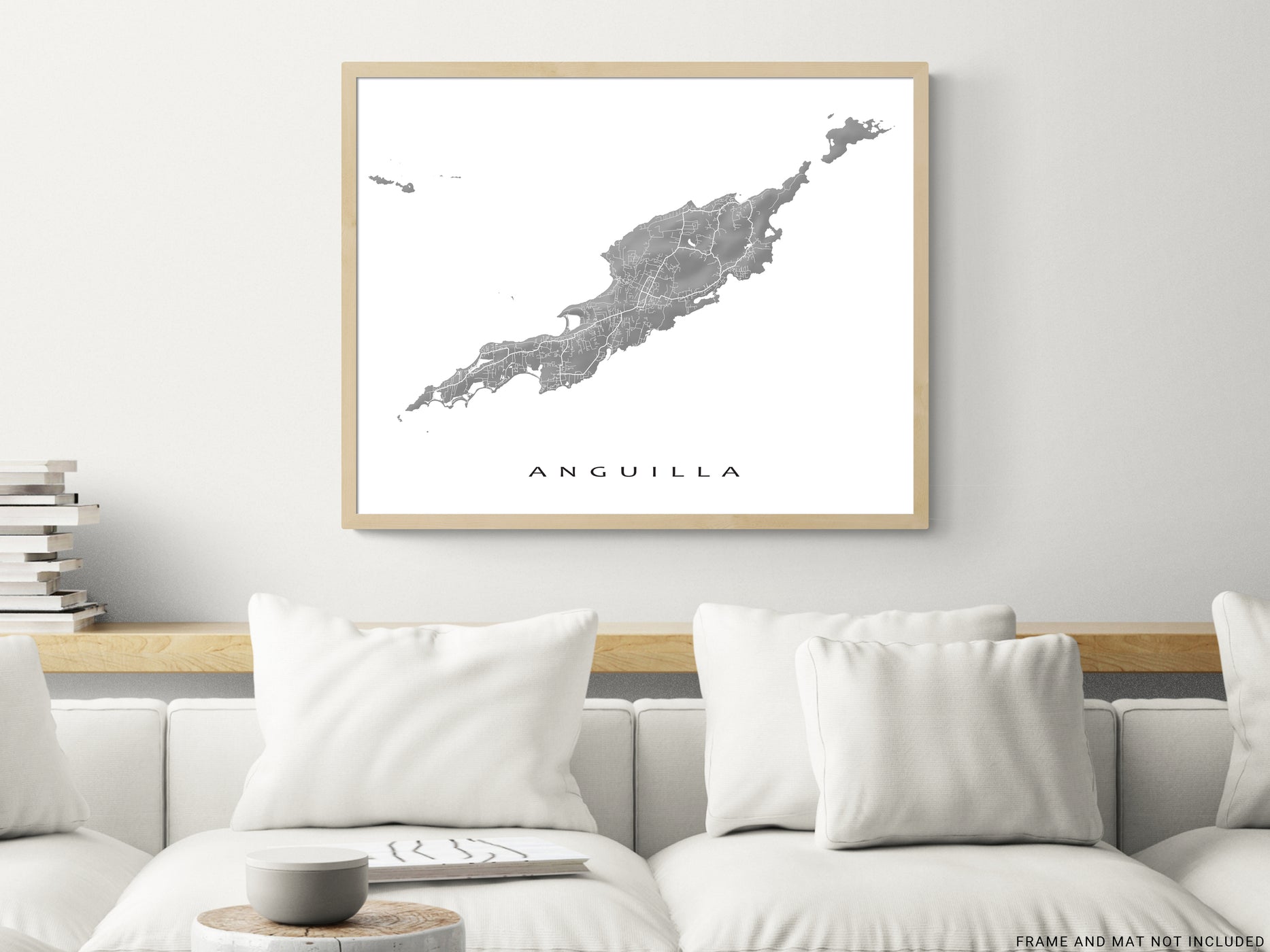 Anguilla Island Map Wall Art Print Poster, Topographic Caribbean Islan ...