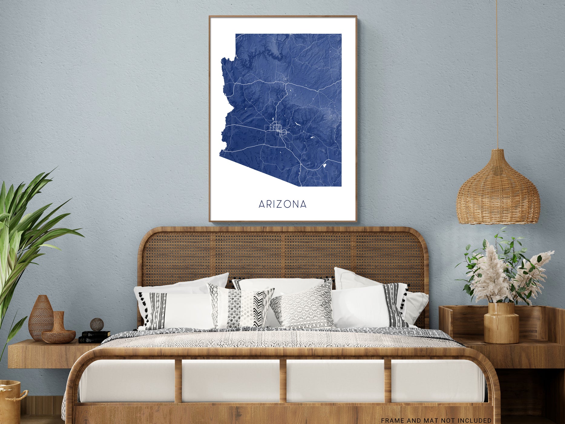 Arizona State Map Print Poster- Topographic AZ Map of Arizona Wall Art ...