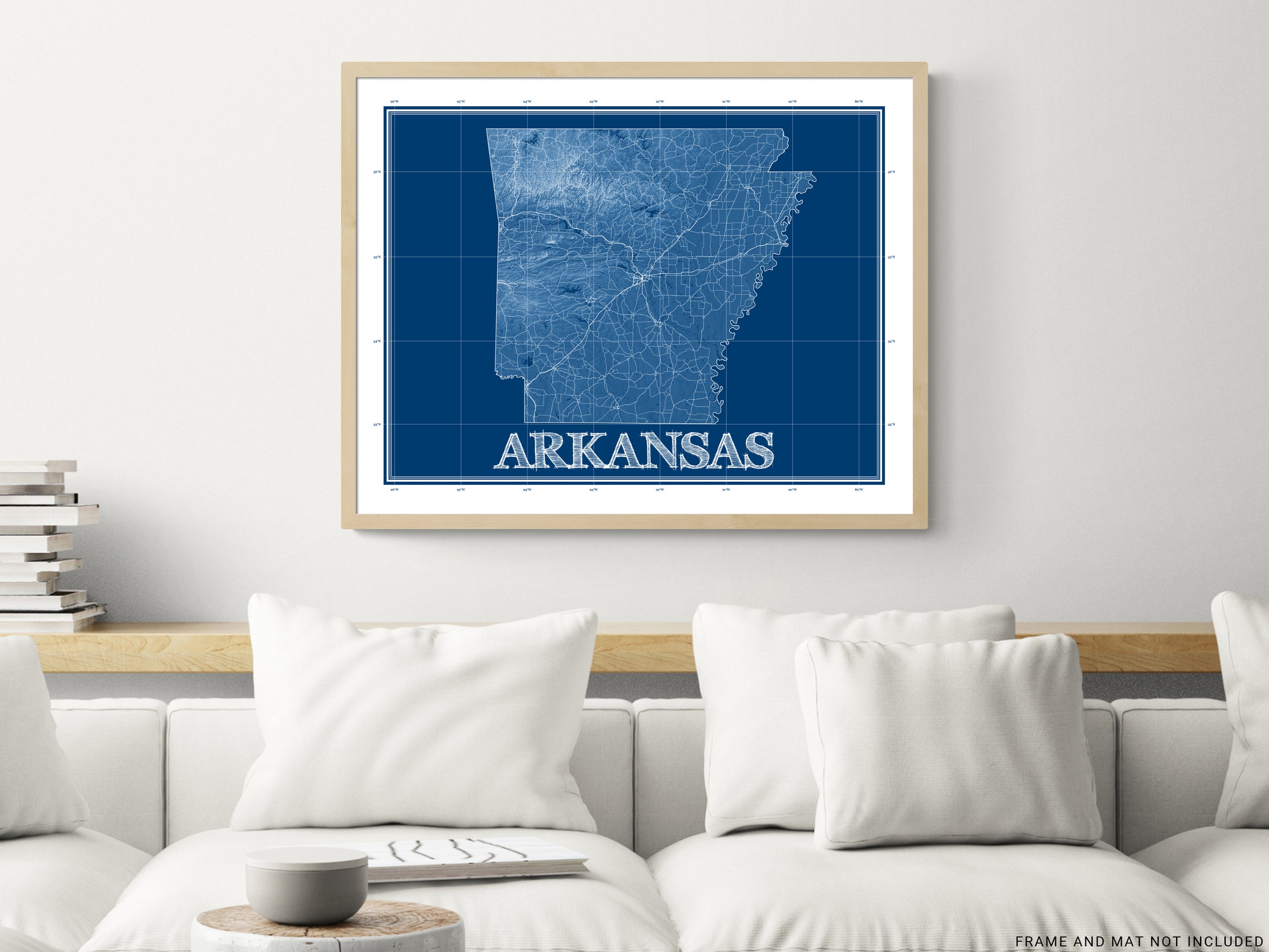 Arkansas State Map Wall Art Print Poster, Blueprint Patent Style Desig ...