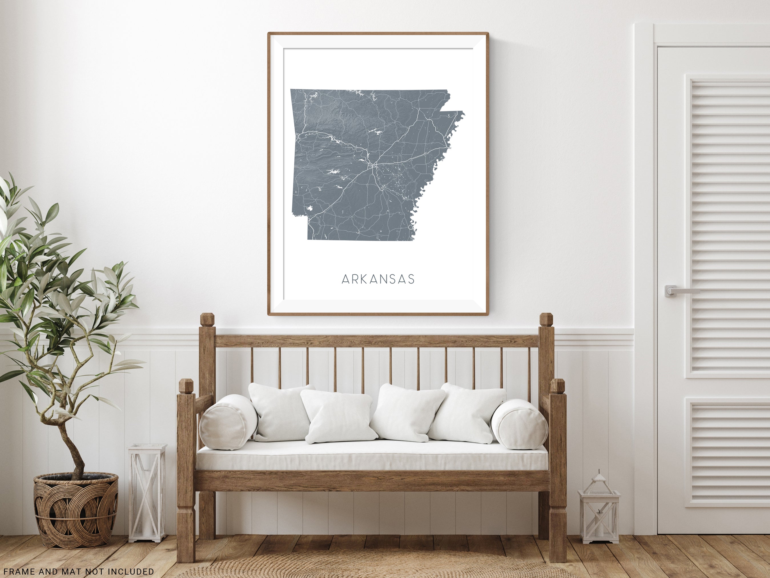 Arkansas Map Print Poster - Topographic Map of AR State Wall Art Road ...