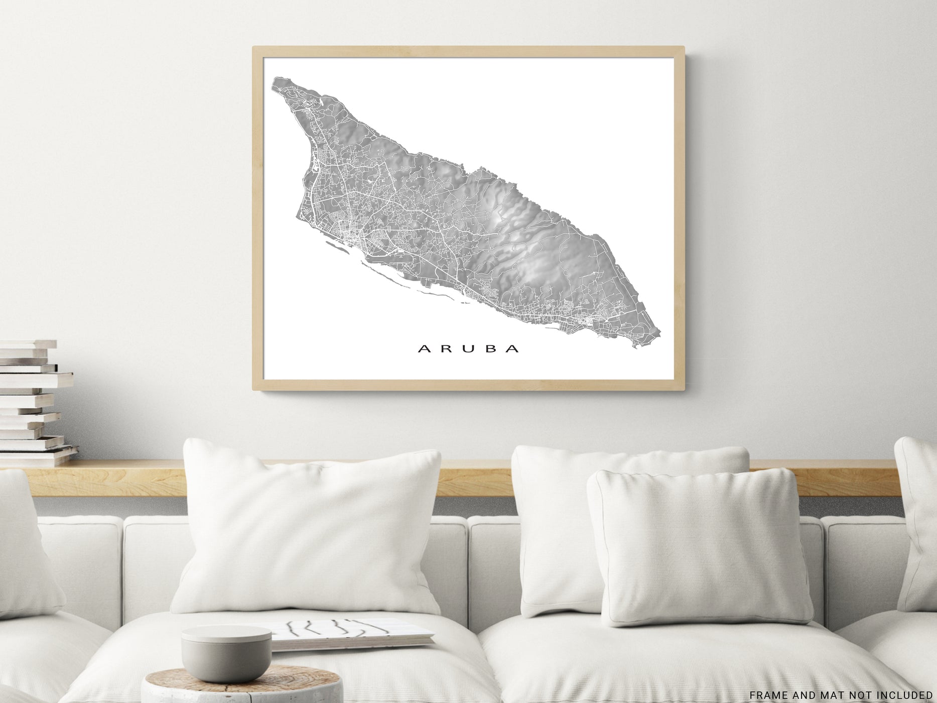 Aruba Map Wall Art Print Poster, Caribbean Island Street Maps for Home ...