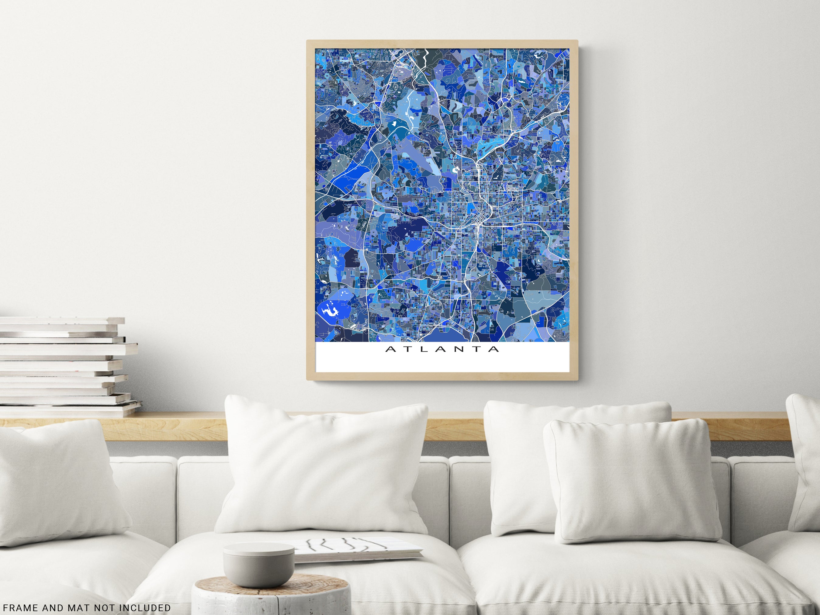 Atlanta Map Wall Art Print, Blue Geometric Georgia City Street Poster ...