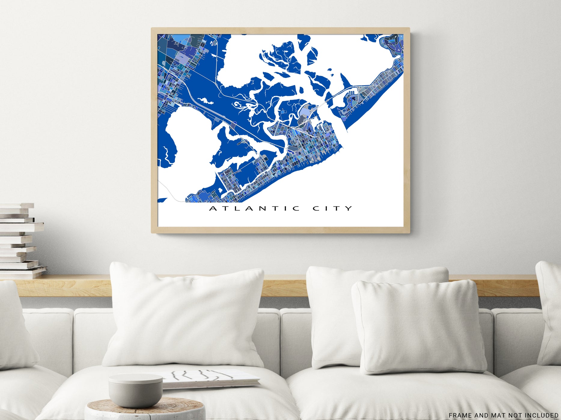 Atlantic City Street Wall Art Map Print Poster, Blue Geometric New Jer ...