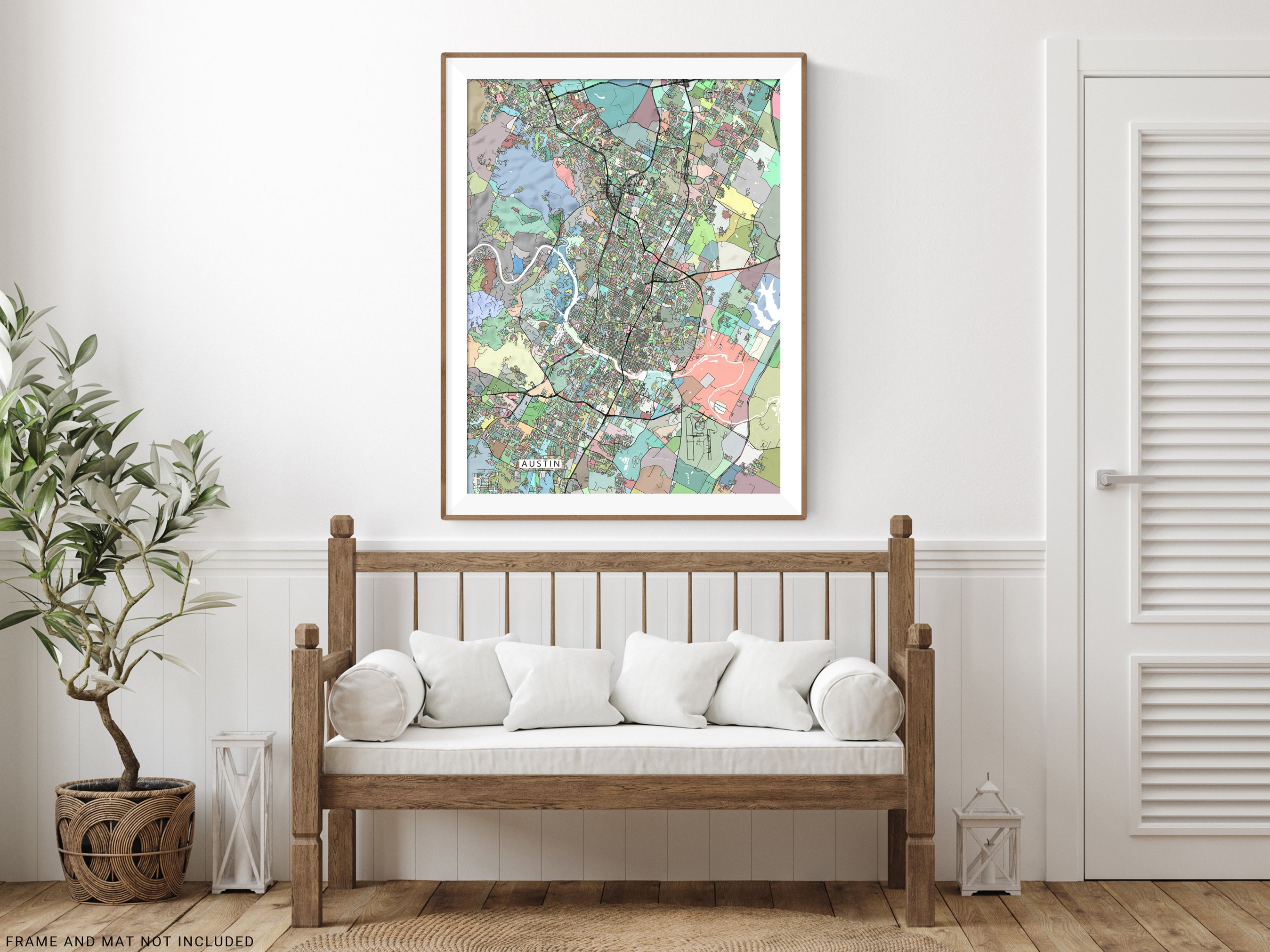 Austin Map Print Poster, Texas City Street Wall Art Road Maps, Colorfu ...
