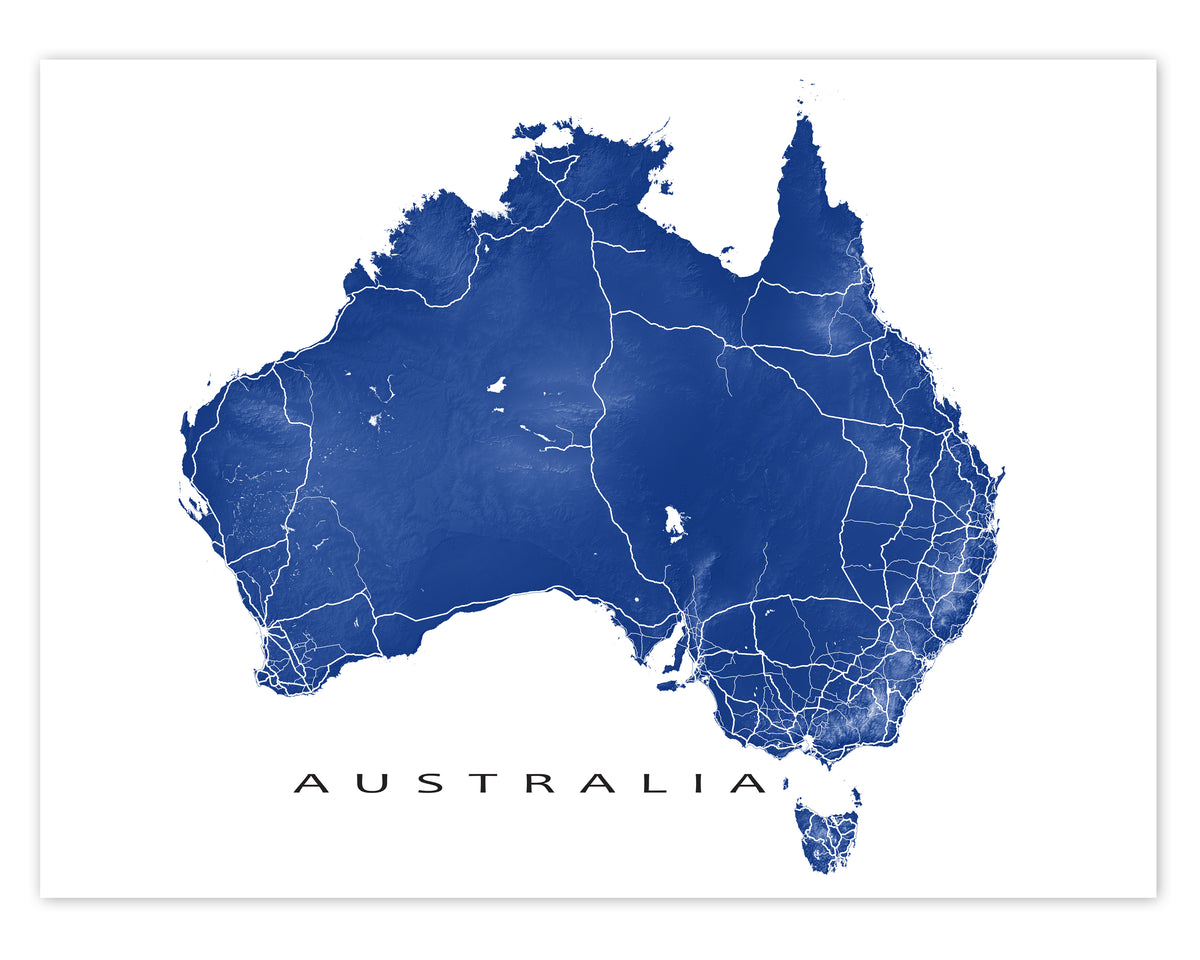 Australia Map Wall Art Print, Topographic Country Poster Maps, Sydney ...