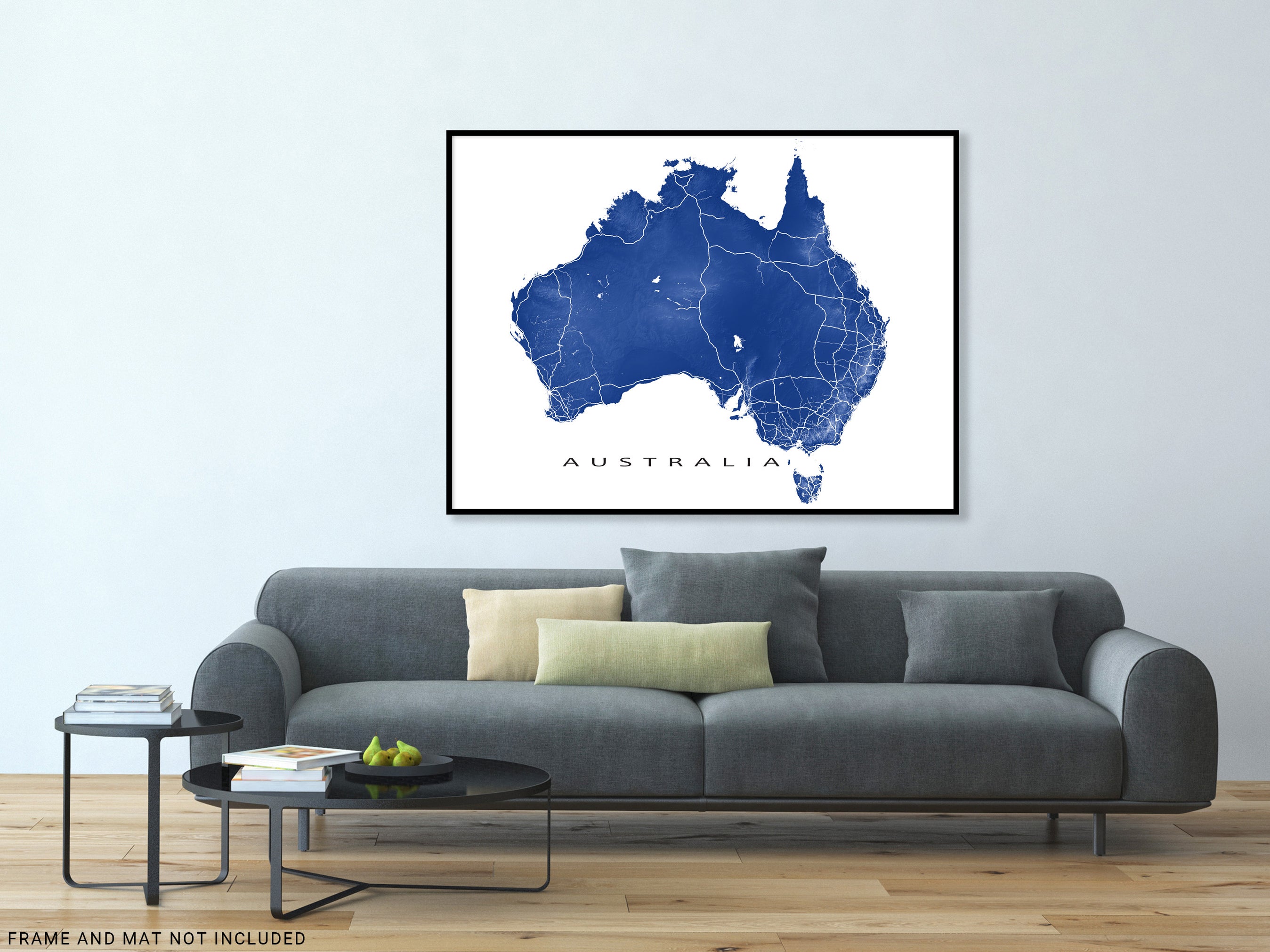 Australia Map Wall Art Print, Topographic Country Poster Maps, Sydney ...