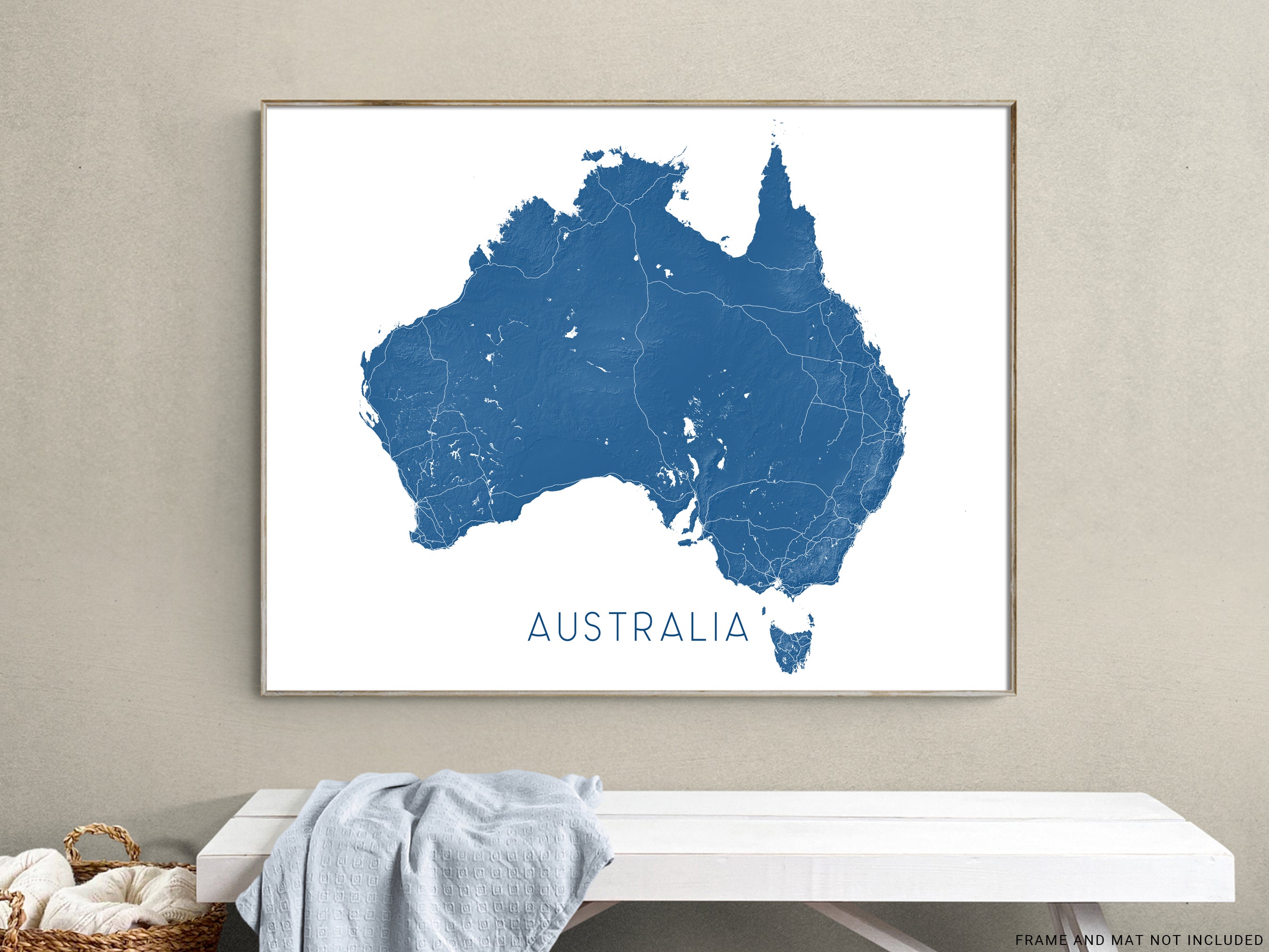 Australia Map Print - Map of Australia Wall Art Poster, Country Road M ...