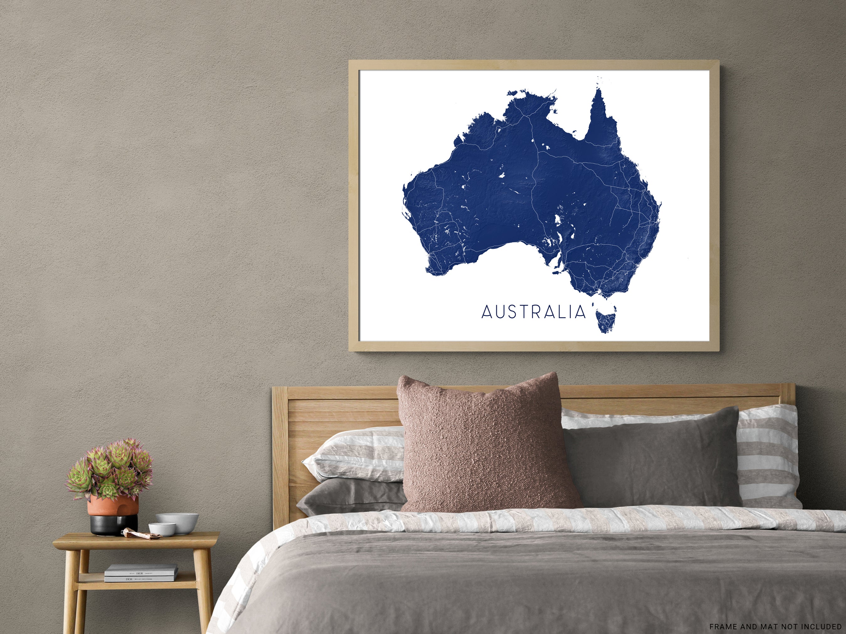 Australia Map Print - Map of Australia Wall Art Poster, Country Road M ...