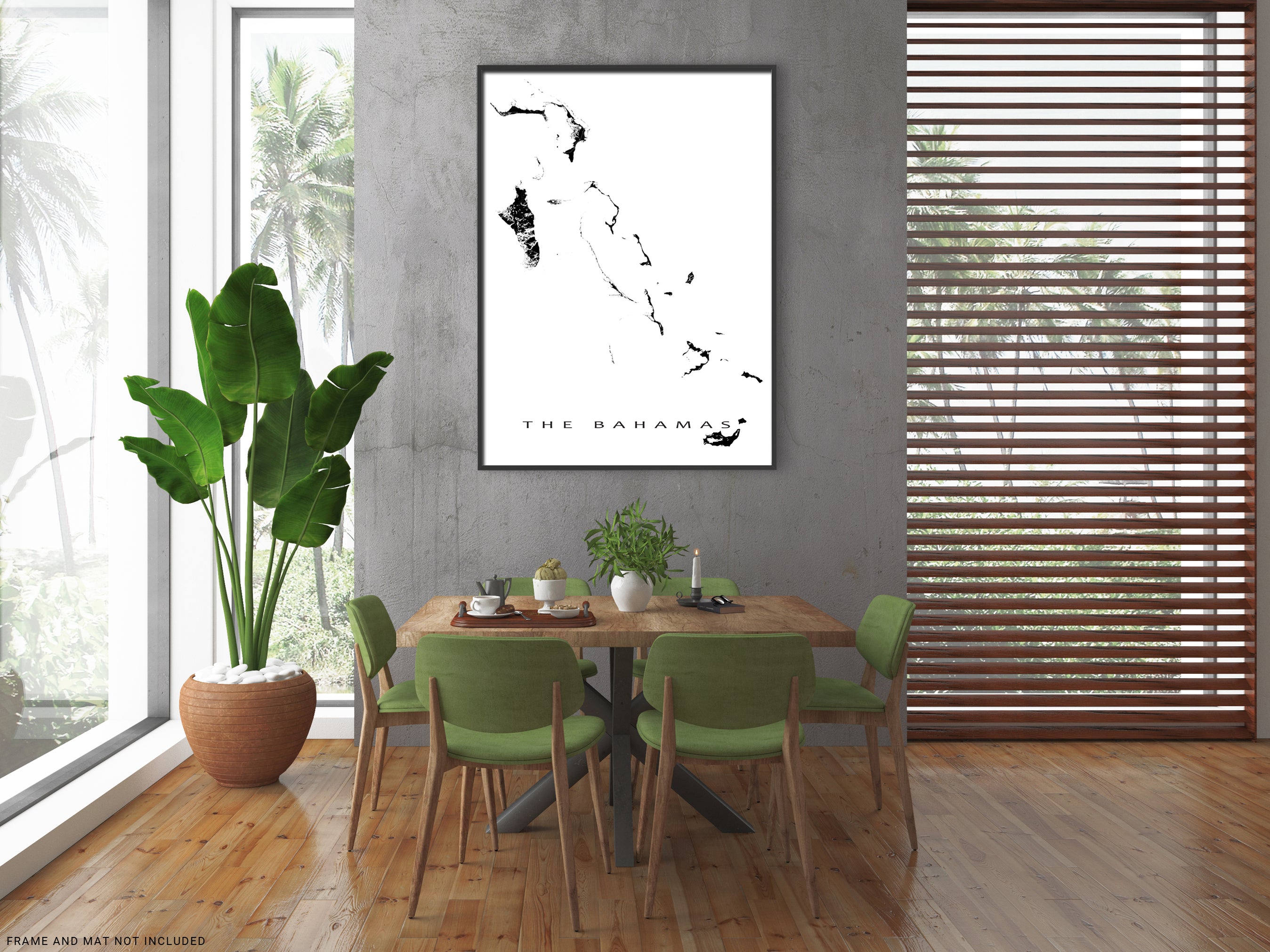 Bahamas Islands Map Wall Art Print Poster, Nassau, Abacos, Eleuthera ...