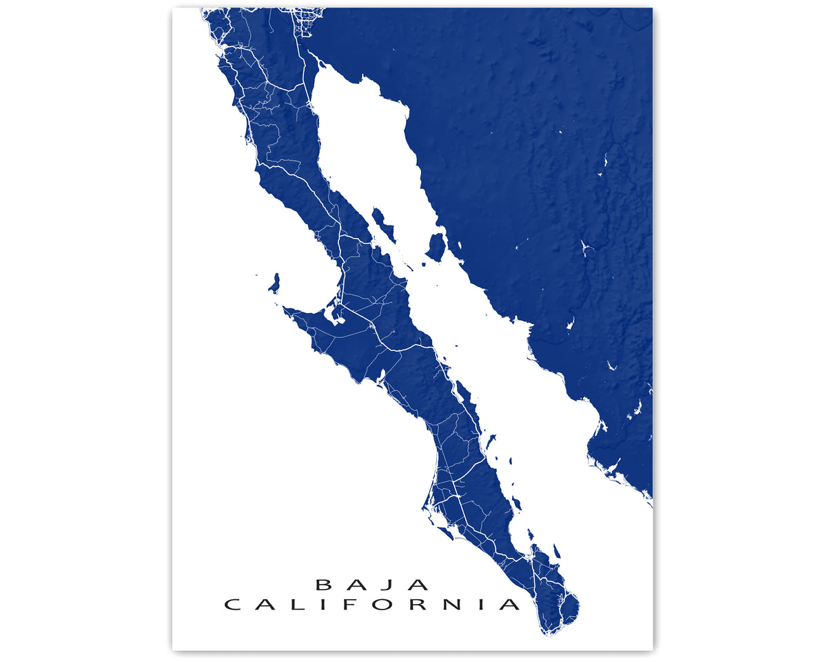 Baja California Mexico Map Print Poster, Baja Peninsula Sur Wall Art R ...