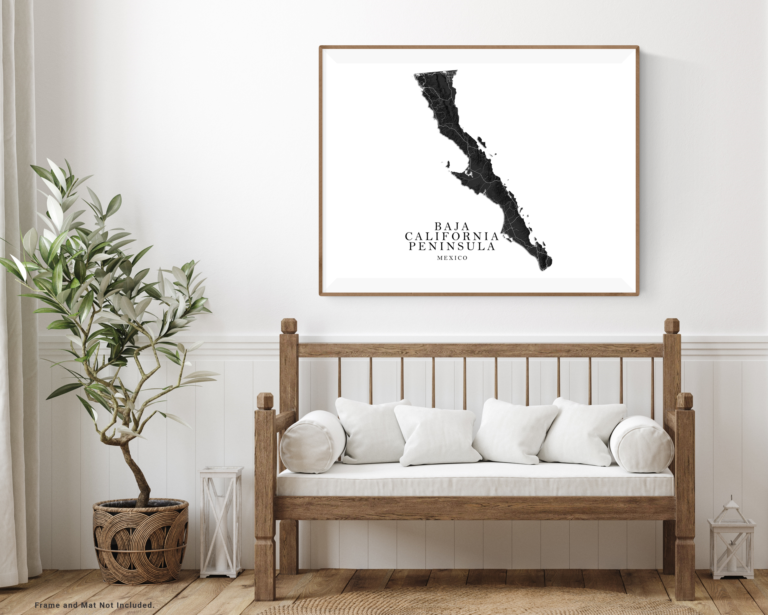Baja Map Print Poster, Black and White Baja California Mexico Wall Art ...