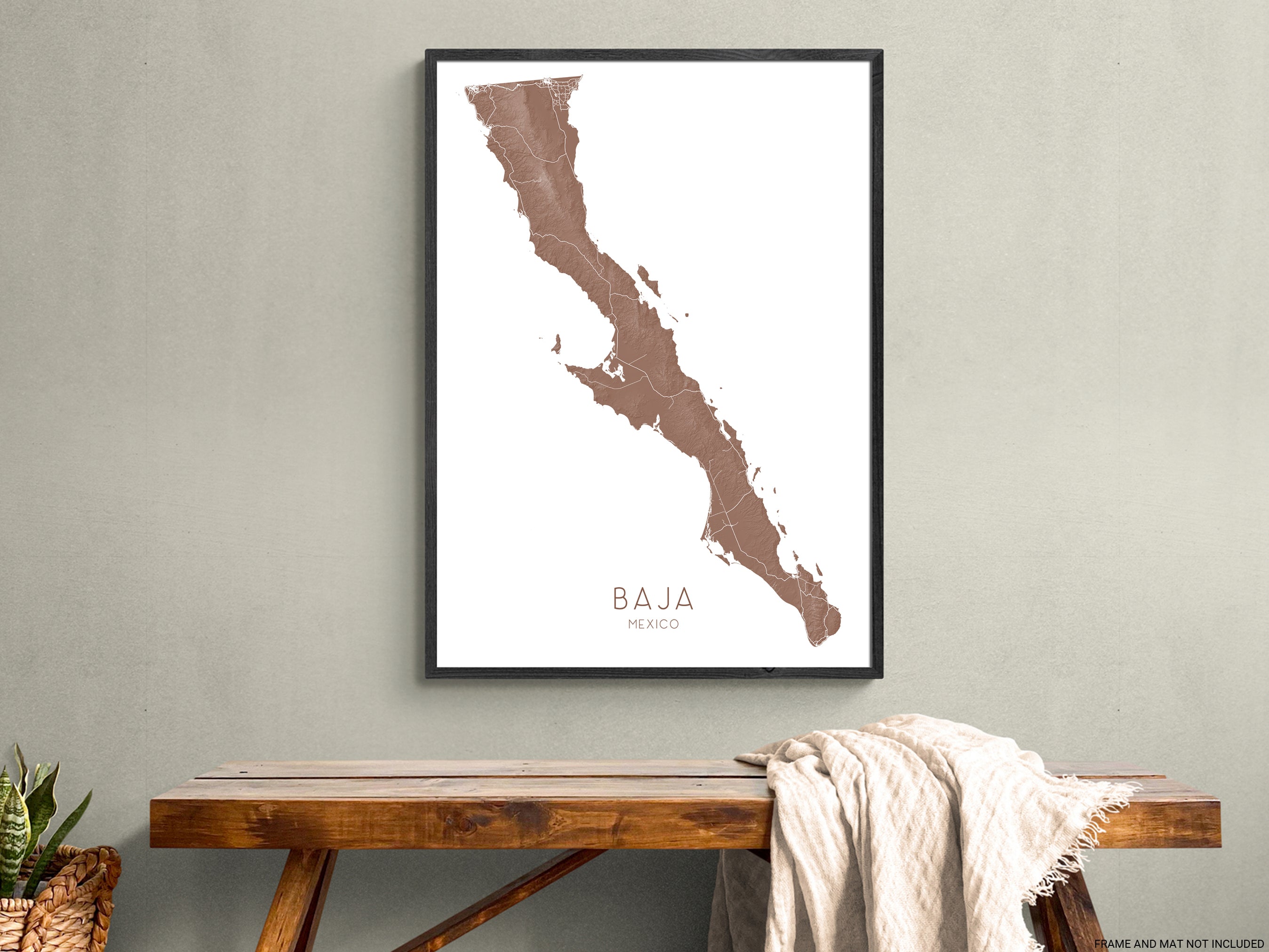 Baja Map - Baja Mexico Wall Art Print Poster, Topographic Baja Califor ...
