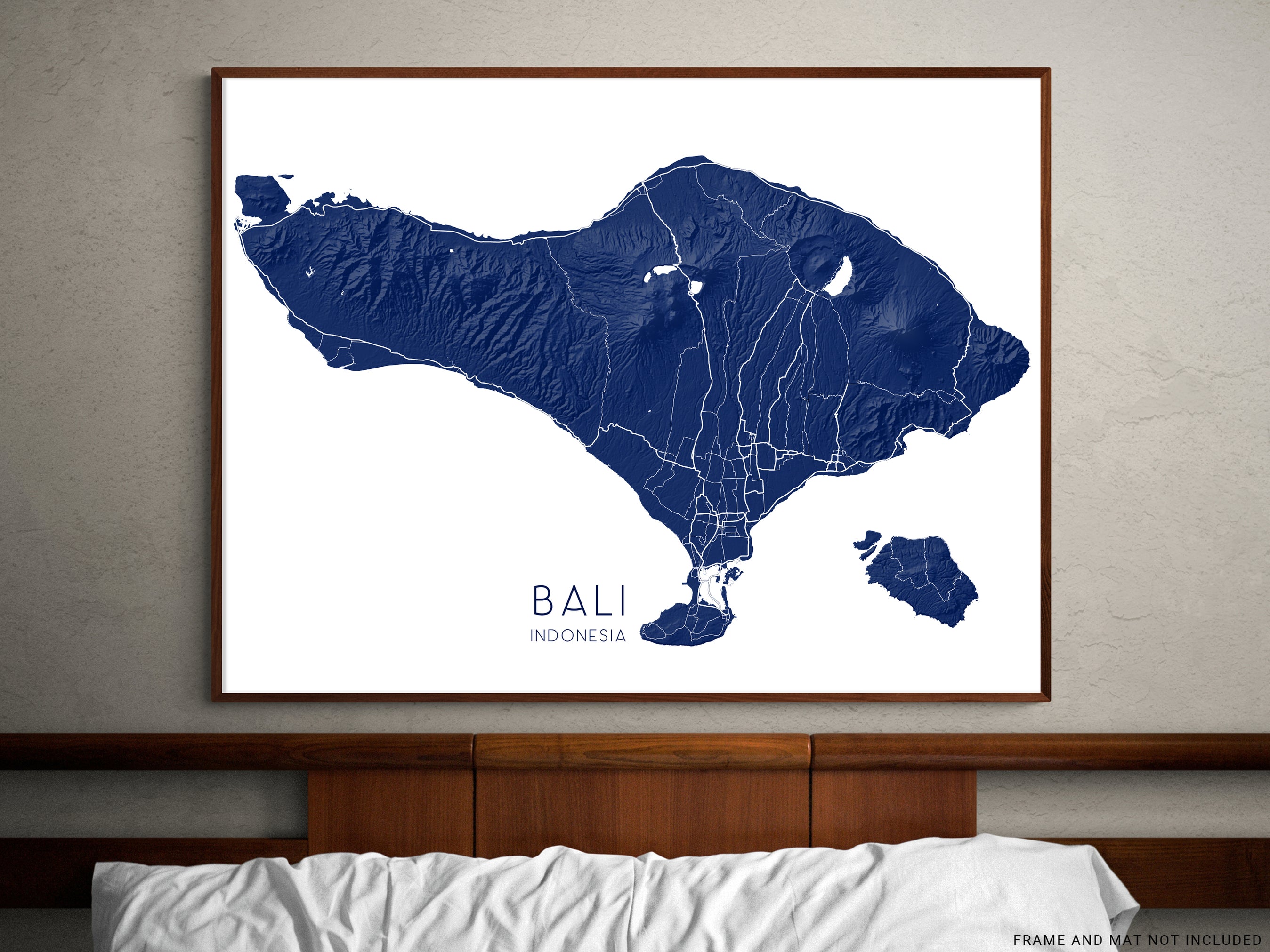 Bali Indonesia Map Print Poster, Balinese Island Maps, Indonesia Trave ...
