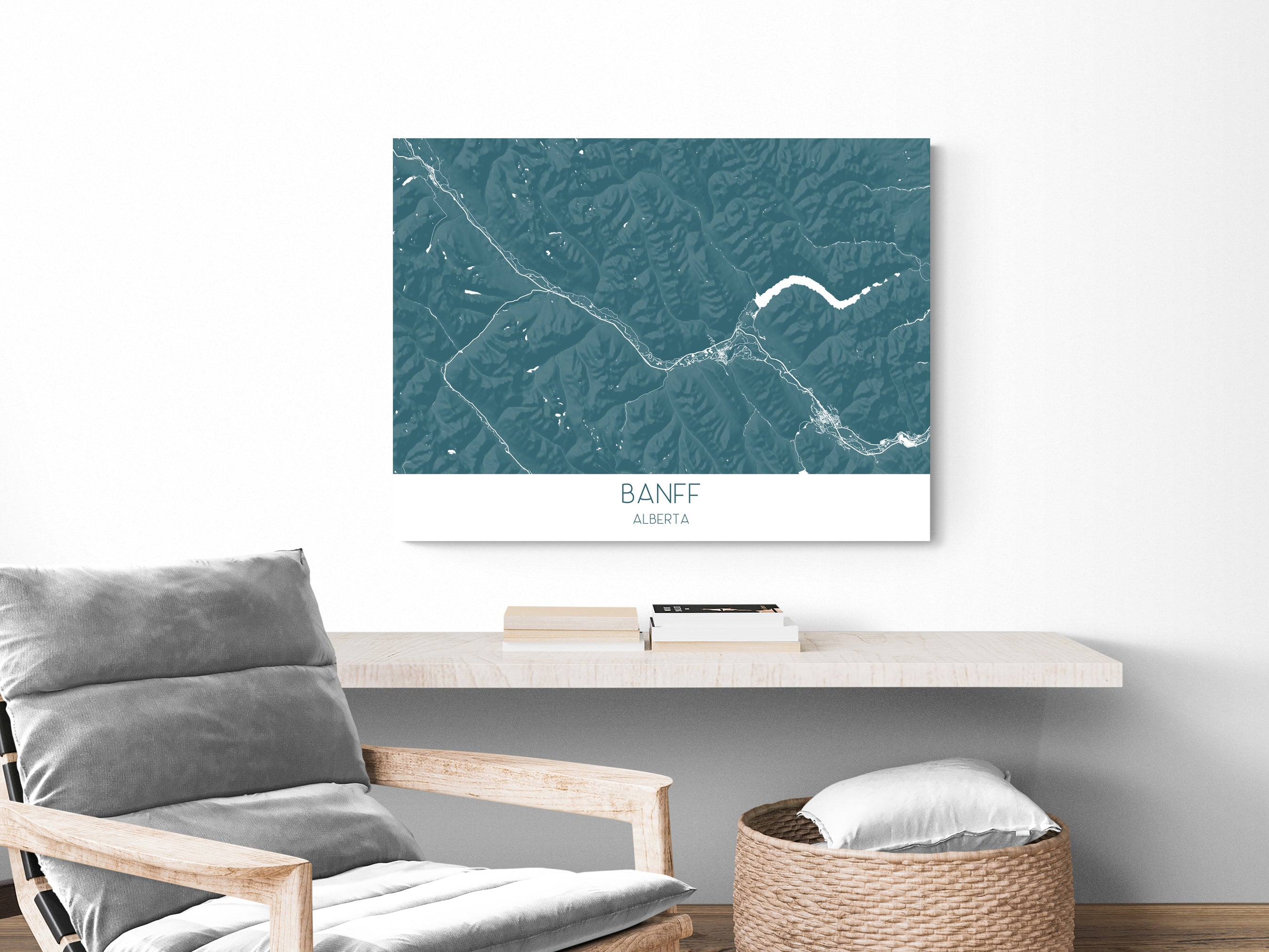 Banff Map Print - Topographic Banff Wall Art Poster Road Maps, Alberta ...