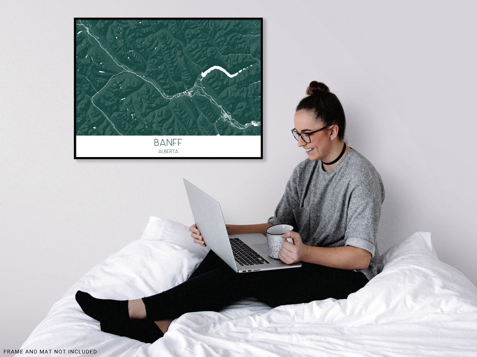 Banff Map Print - Topographic Banff Wall Art Poster Road Maps, Alberta ...