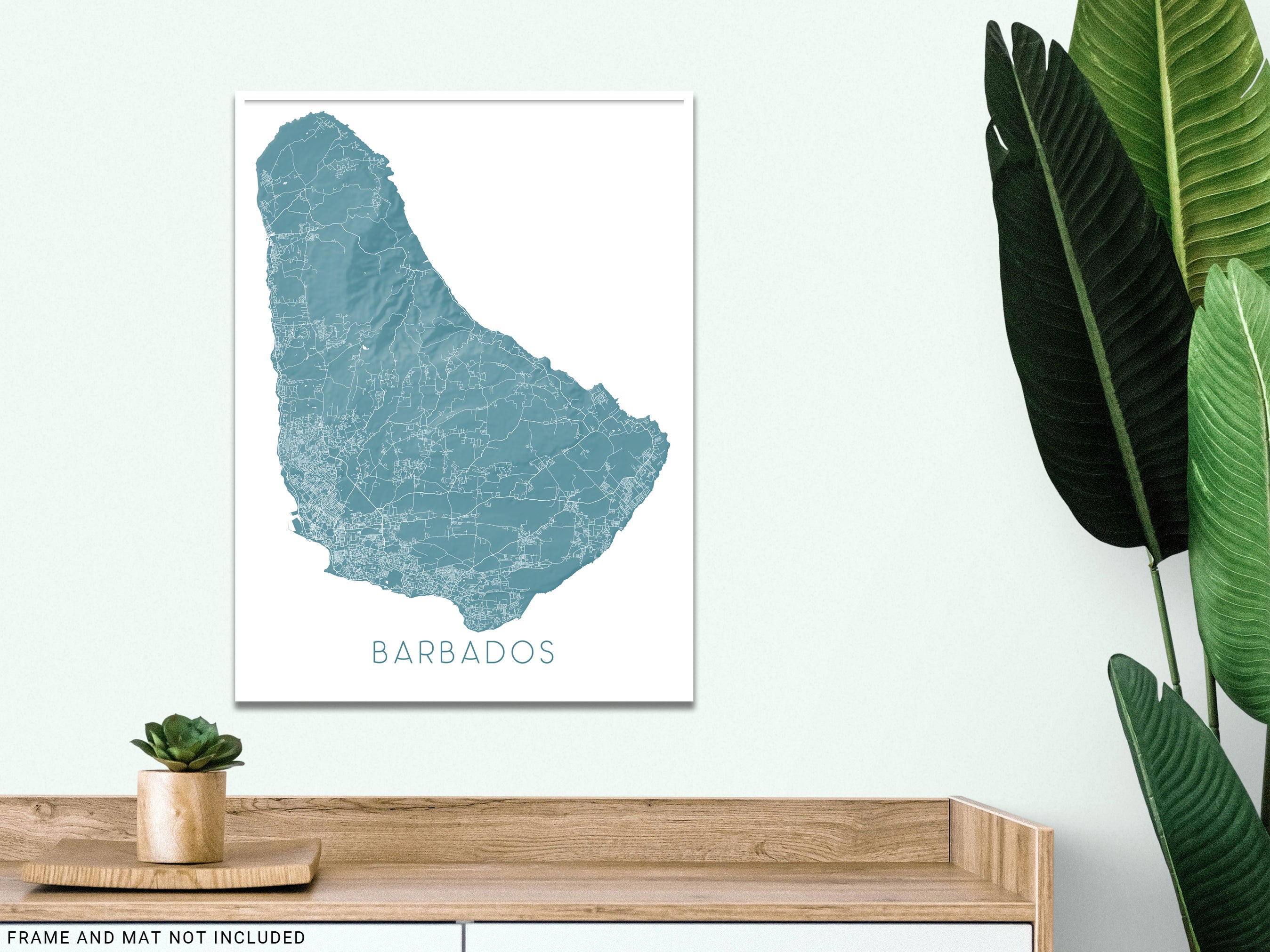 Barbados Map Wall Art Print - Map of Barbados Poster, Caribbean Island ...