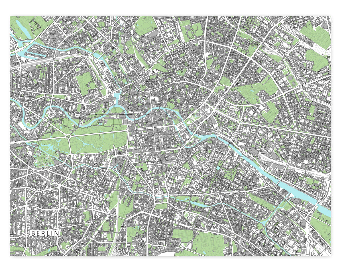 Berlin Germany Map Wall Art Poster Print with City Streets and Buildin ...