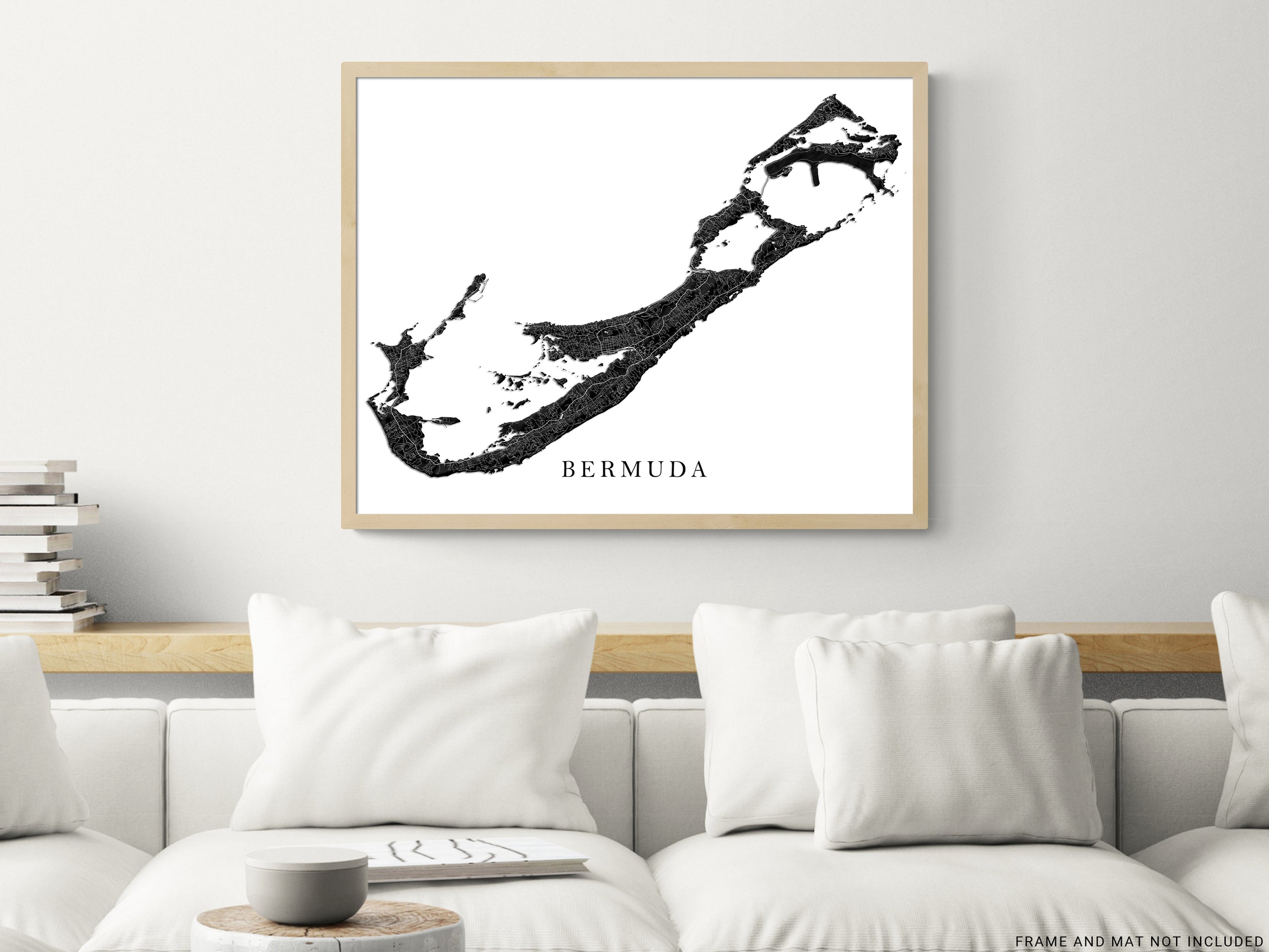 Bermuda Map Print Poster, Black and White Topographic Bermuda Islands ...