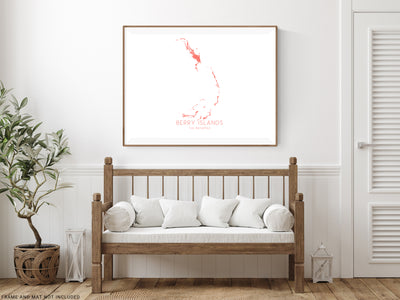 Berry Islands The Bahamas Map Wall Art Print Poster, Caribbean Islands ...