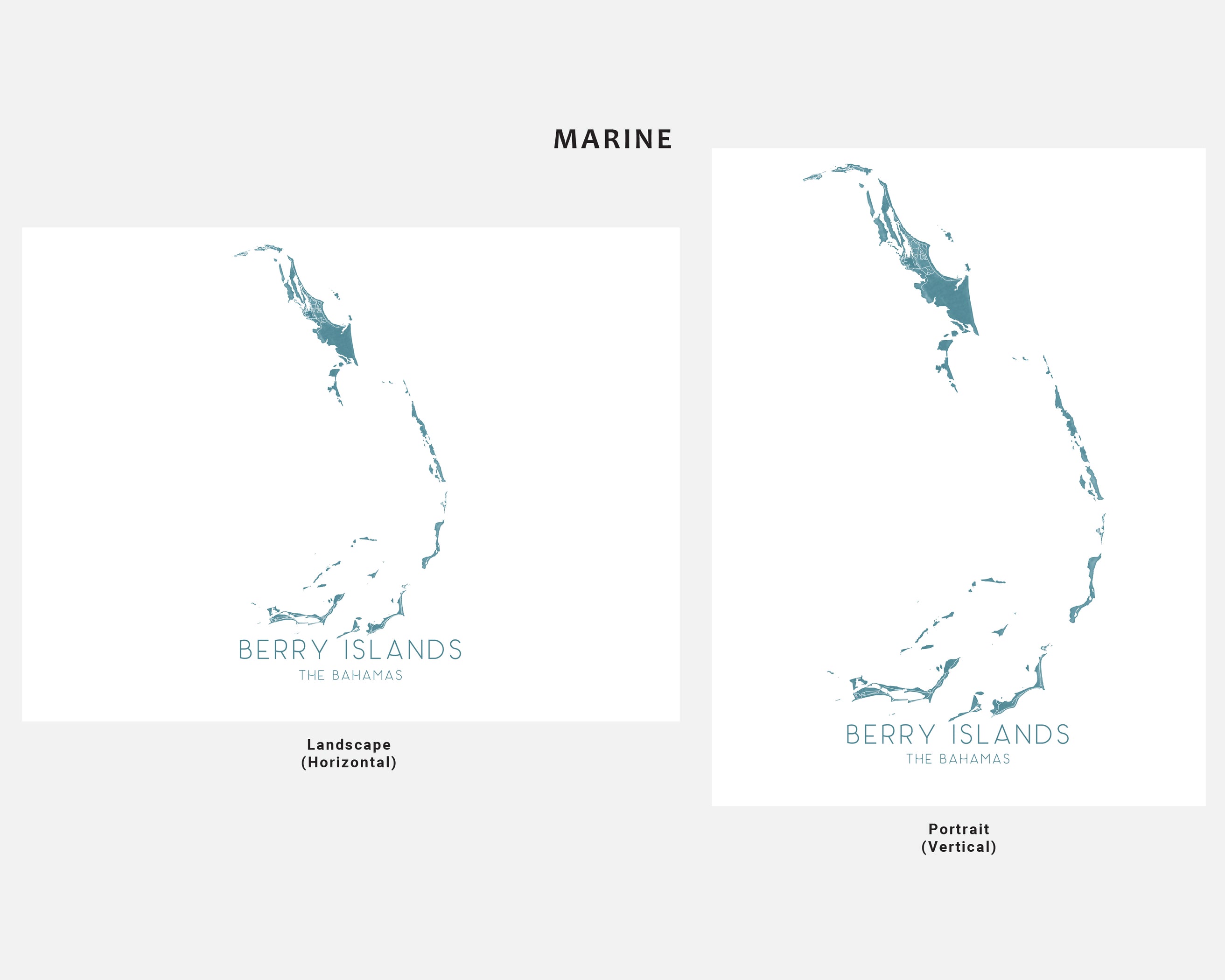 Berry Islands The Bahamas Map Wall Art Print Poster, Caribbean Islands ...