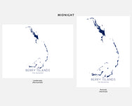 Berry Islands The Bahamas Map Wall Art Print Poster, Caribbean Islands ...