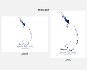 Berry Islands The Bahamas Map Wall Art Print Poster, Caribbean Islands ...
