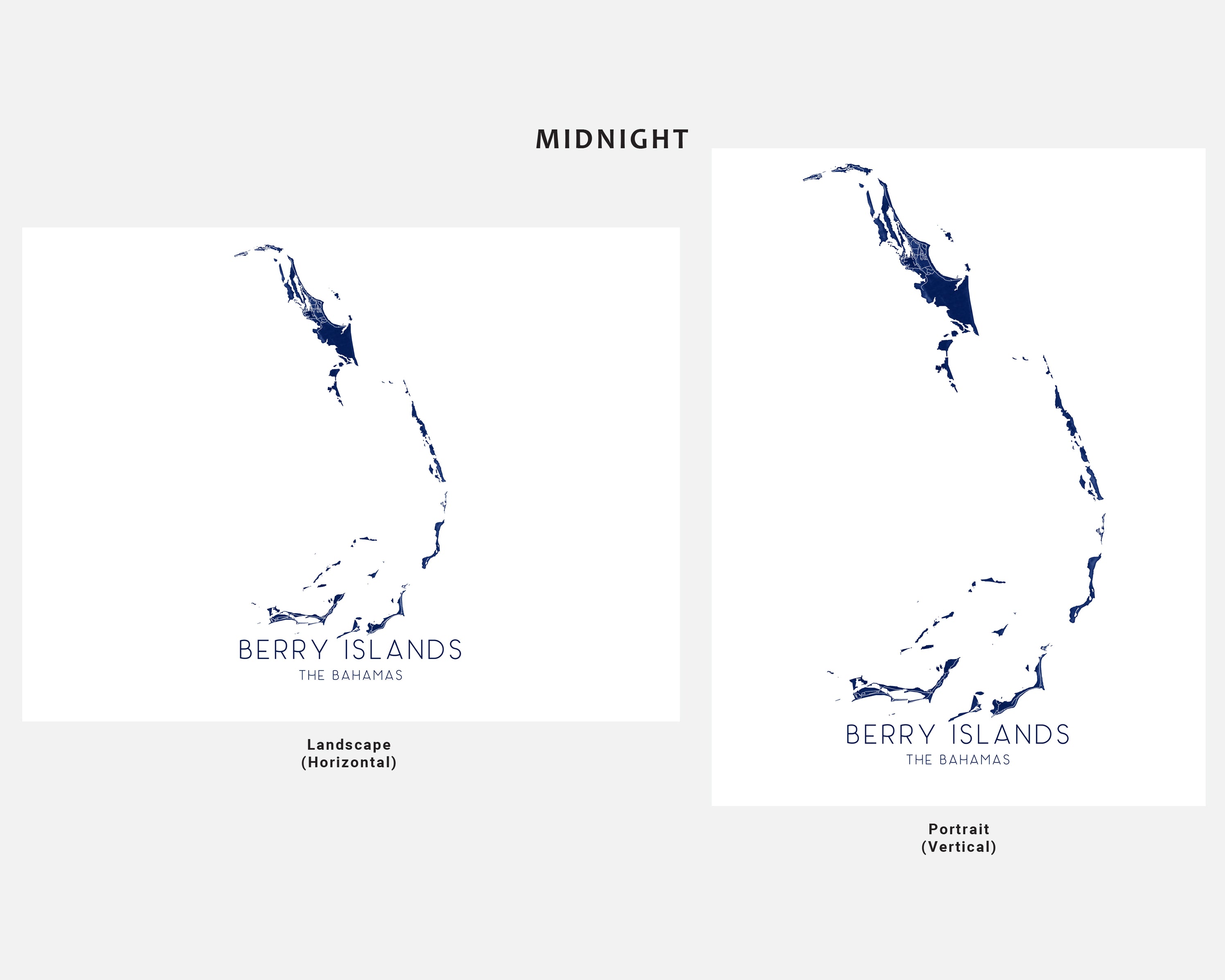 Berry Islands The Bahamas Map Wall Art Print Poster, Caribbean Islands ...