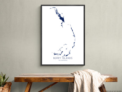 Berry Islands The Bahamas Map Wall Art Print Poster, Caribbean Islands ...