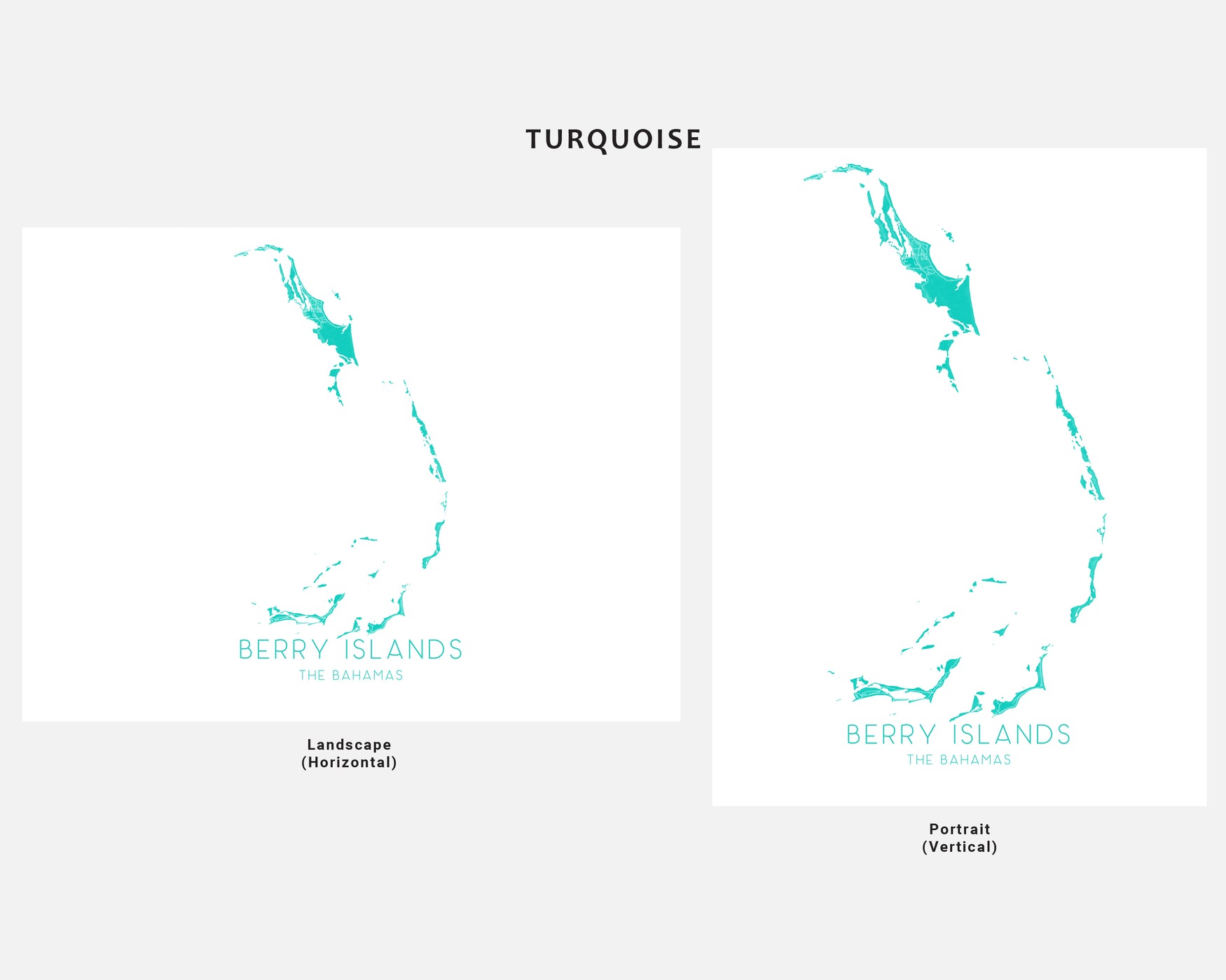 Berry Islands The Bahamas Map Wall Art Print Poster, Caribbean Islands ...