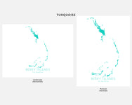 Berry Islands The Bahamas Map Wall Art Print Poster, Caribbean Islands ...
