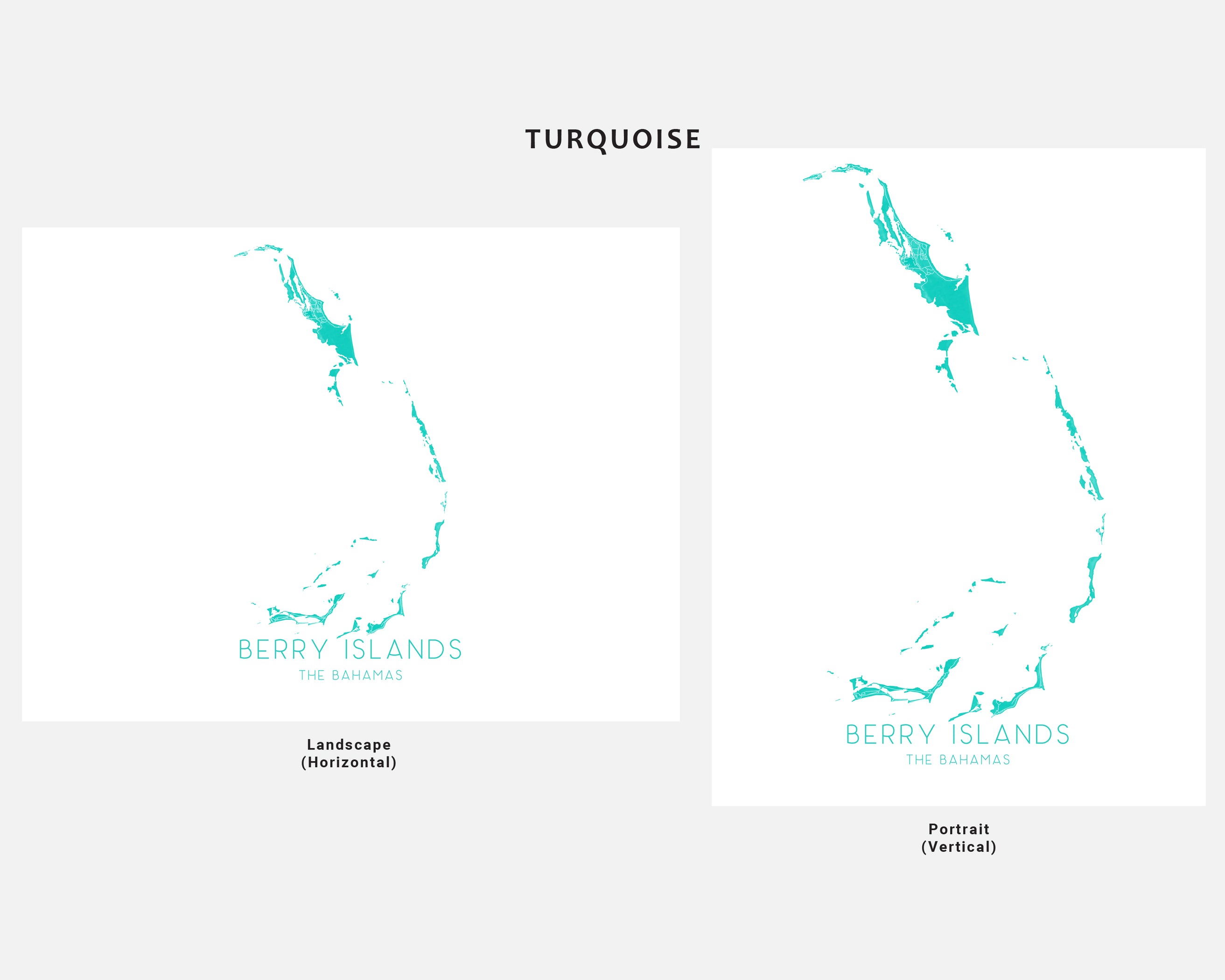 Berry Islands The Bahamas Map Wall Art Print Poster, Caribbean Islands ...