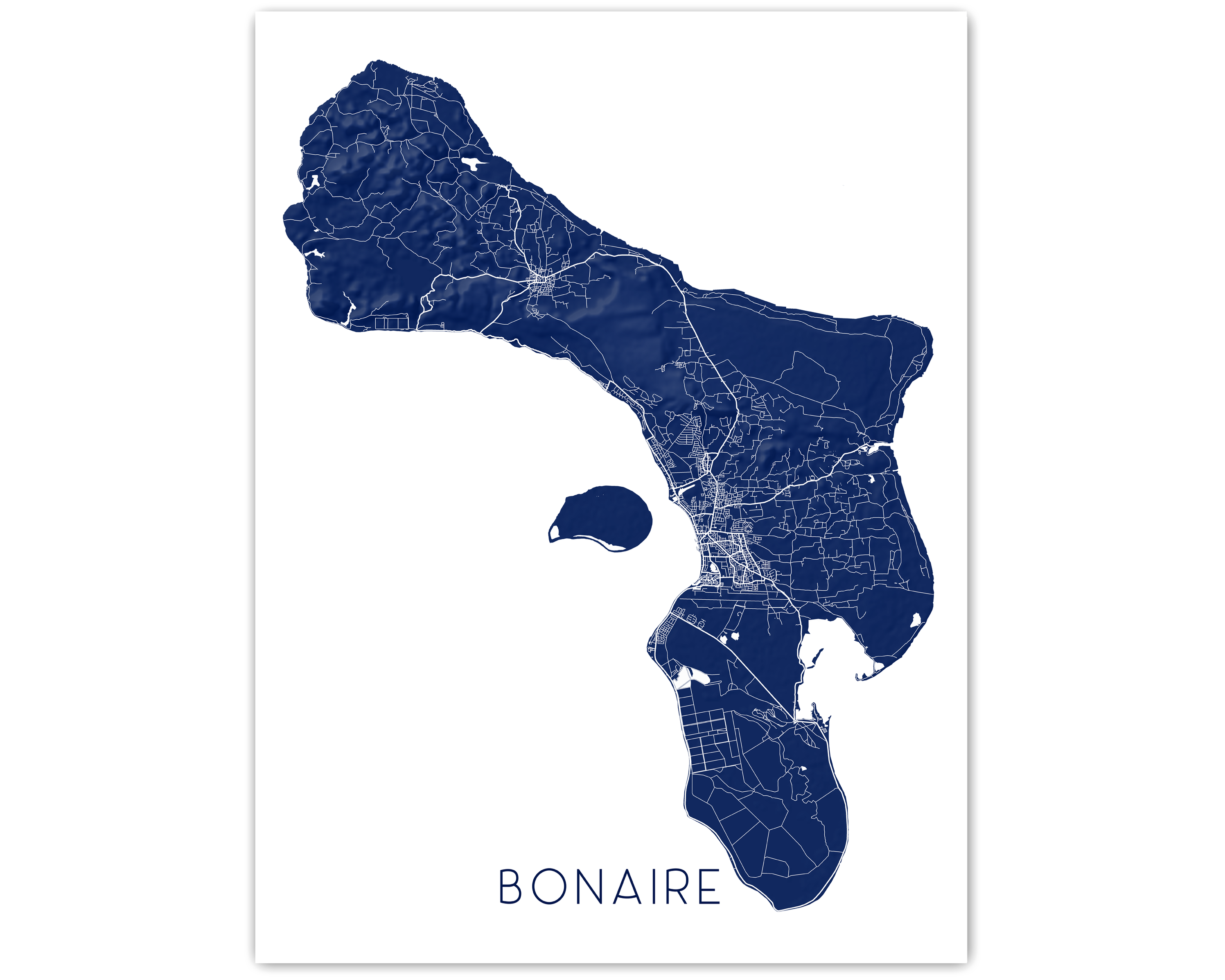 Bonaire Map Print, Bonaire Wall Art Prints, Caribbean ABC Islands Post ...