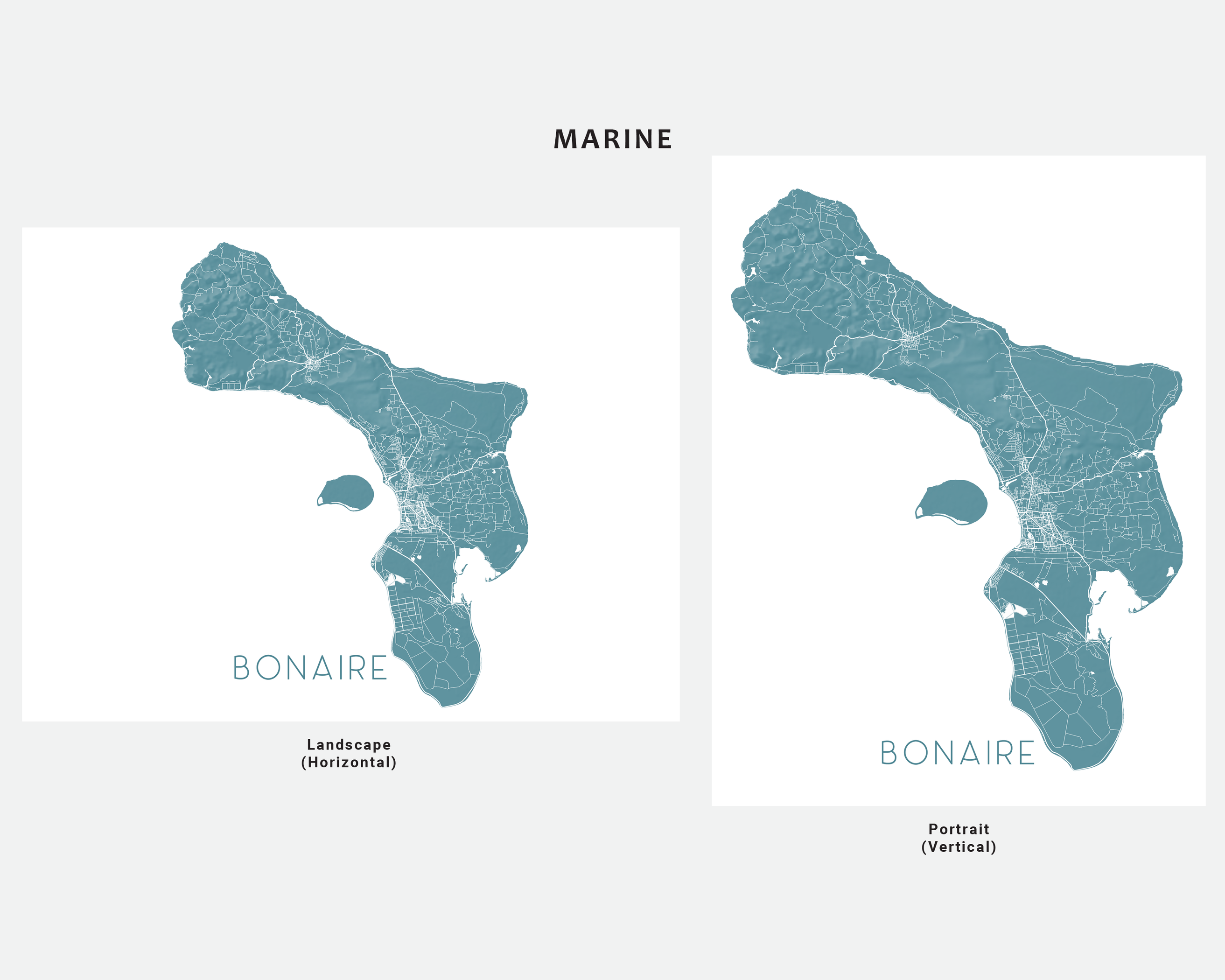 Bonaire Map Print, Bonaire Wall Art Prints, Caribbean ABC Islands Post ...