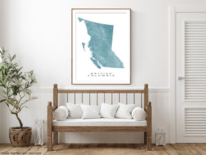 British Columbia Map Wall Art Print Poster, BC Canada Province Road Ma ...