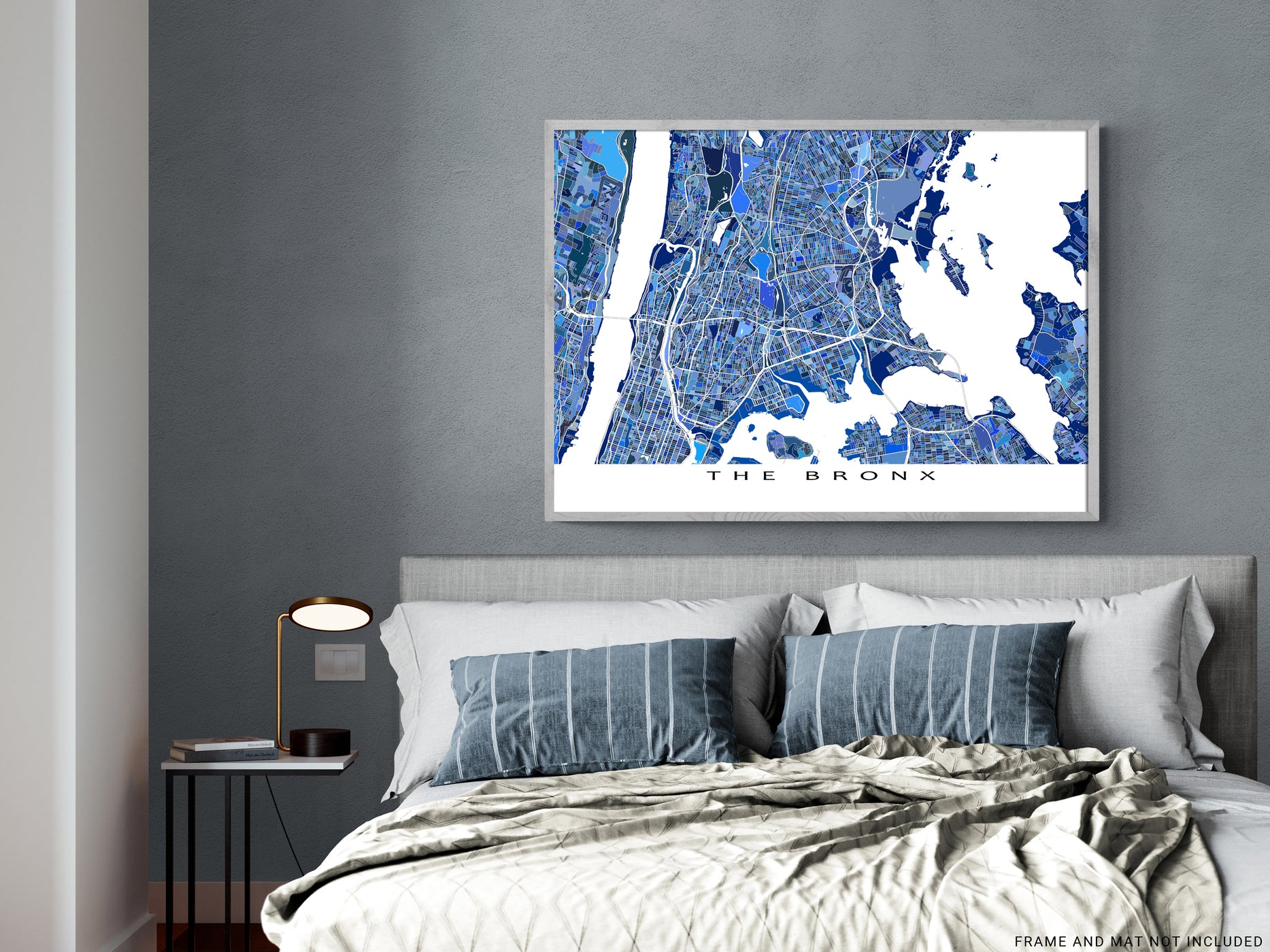 Bronx NYC Map Wall Art Print, Blue Geometric The Bronx New York City S ...