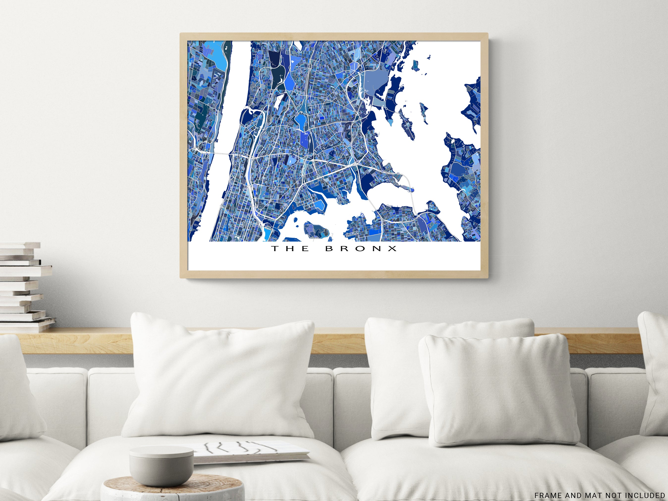 Bronx NYC Map Wall Art Print, Blue Geometric The Bronx New York City S ...