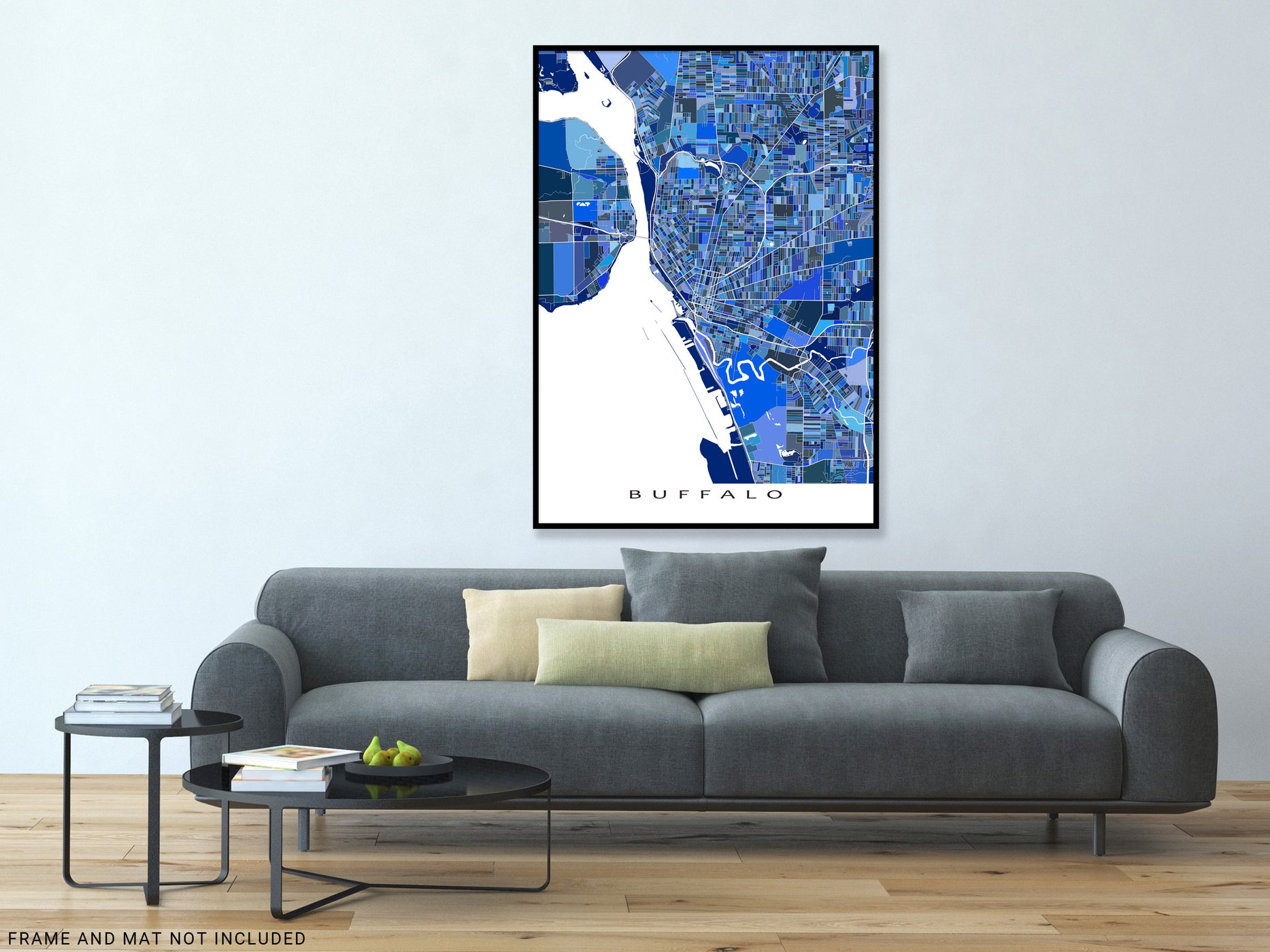 Buffalo New York Map Print, Blue Geometric Buffalo NY City Street Wall ...