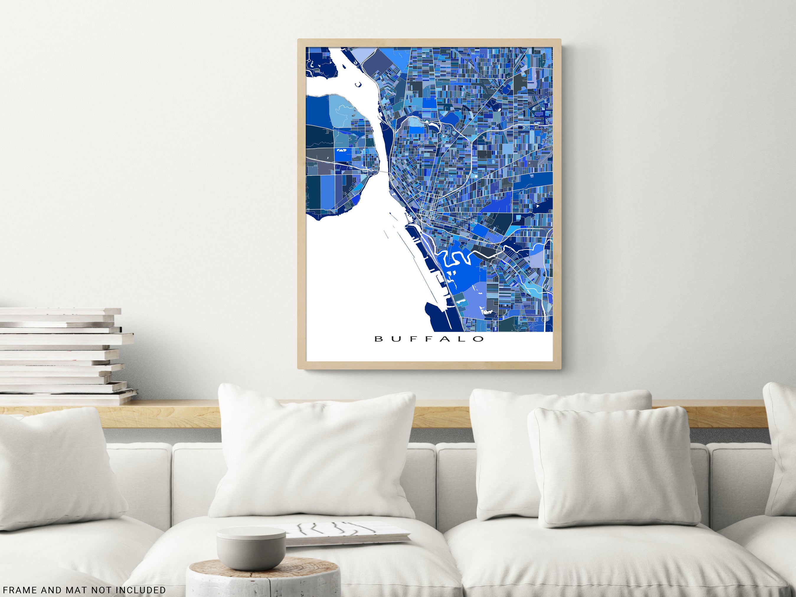 Buffalo New York Map Print, Blue Geometric Buffalo NY City Street Wall ...